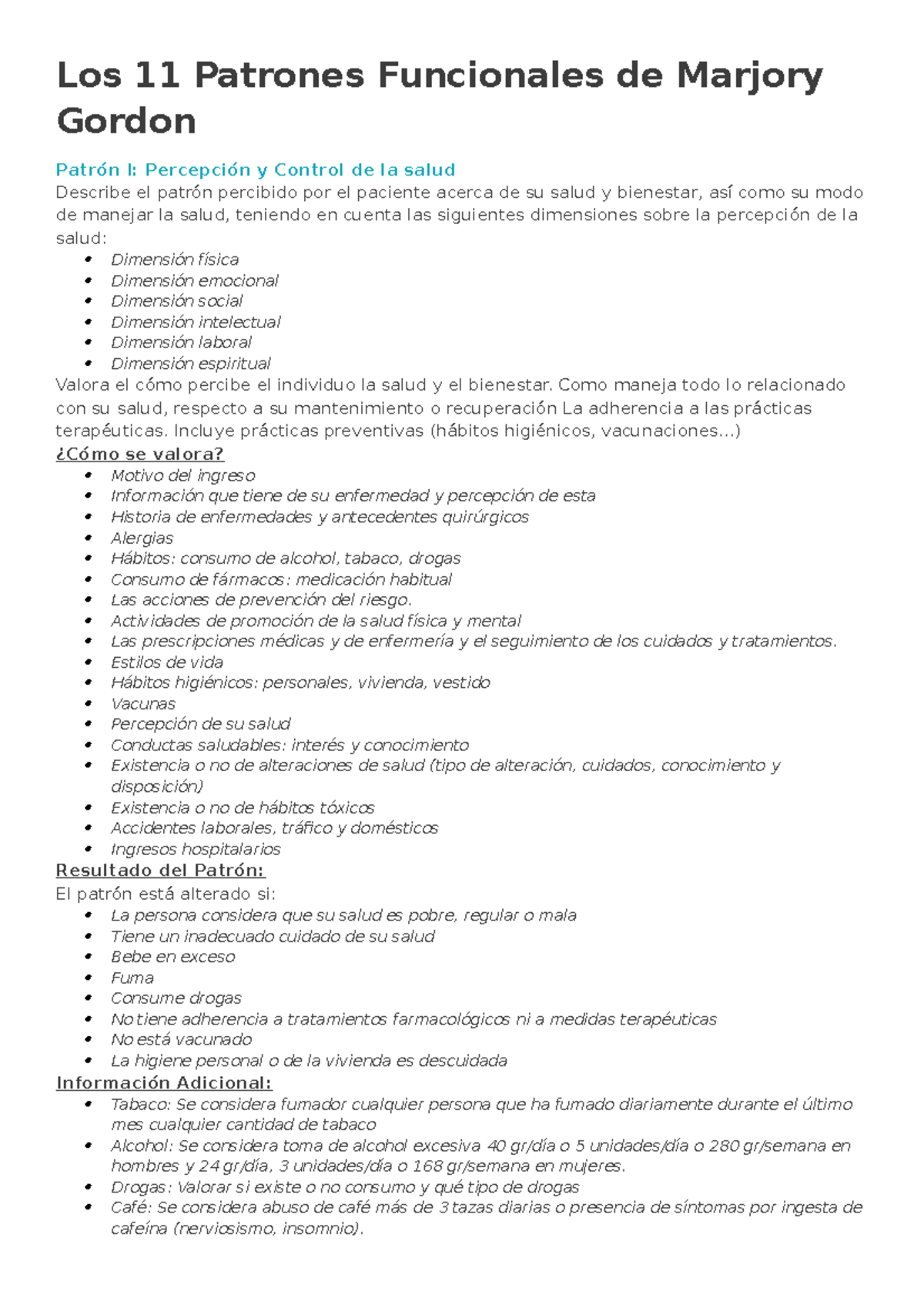 Los 11 Patrones Funcionales de Marjory Gordon - Los 11 Patrones Funcionales de Marjory Gordon ...