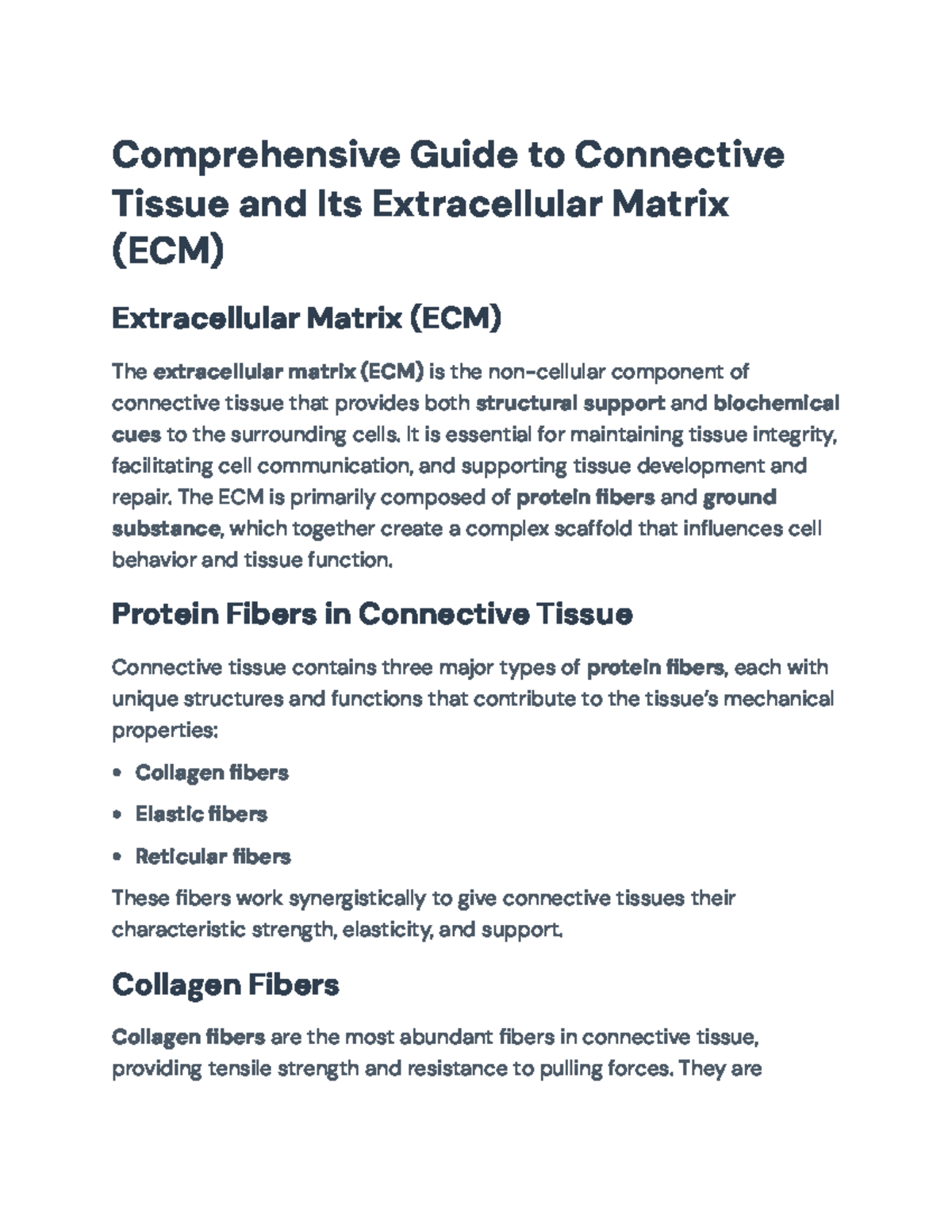 Comprehensive Overview of Connective Tissue & ECM Functions (BIO 101 ...
