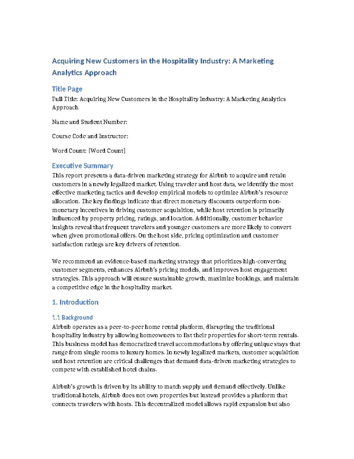 Airbnb Analysis Report - Acquiring New Customers in the Hospitality ...