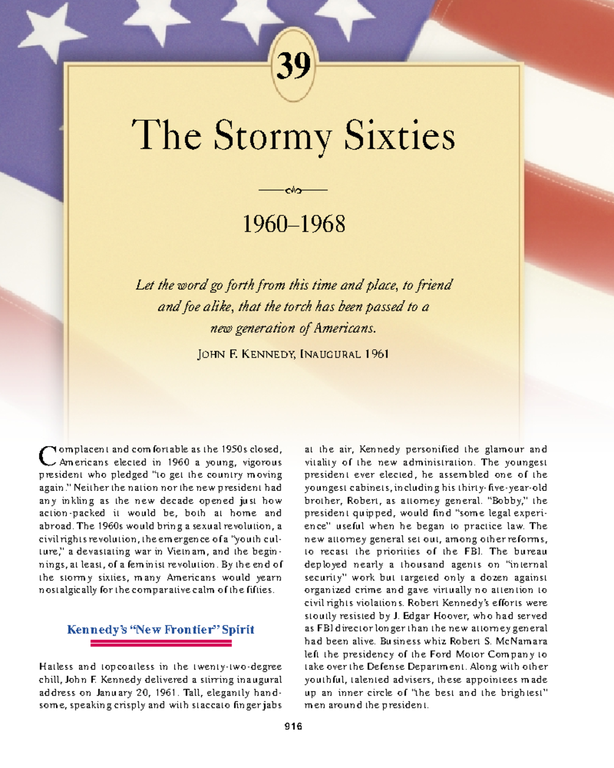 Americanpageantchapter 39 - 916 39 The Stormy Sixties 1960– Let the ...