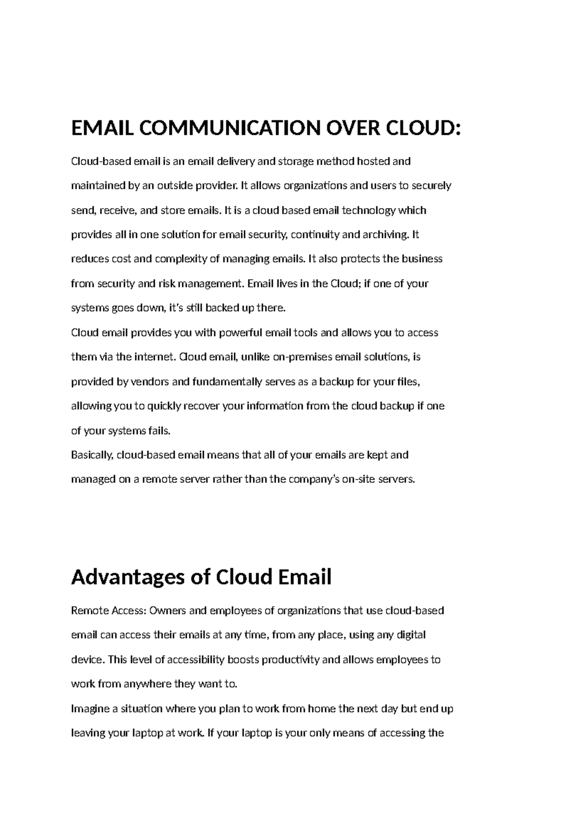 Cloud Email Communication: Benefits, Challenges, and Third-Party ...