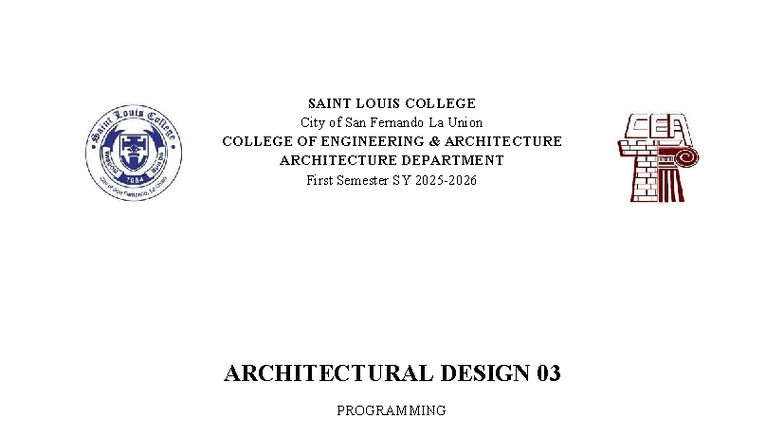 Programming for Commercial Shopping Mall in La Union - ARCH 03 - Studocu