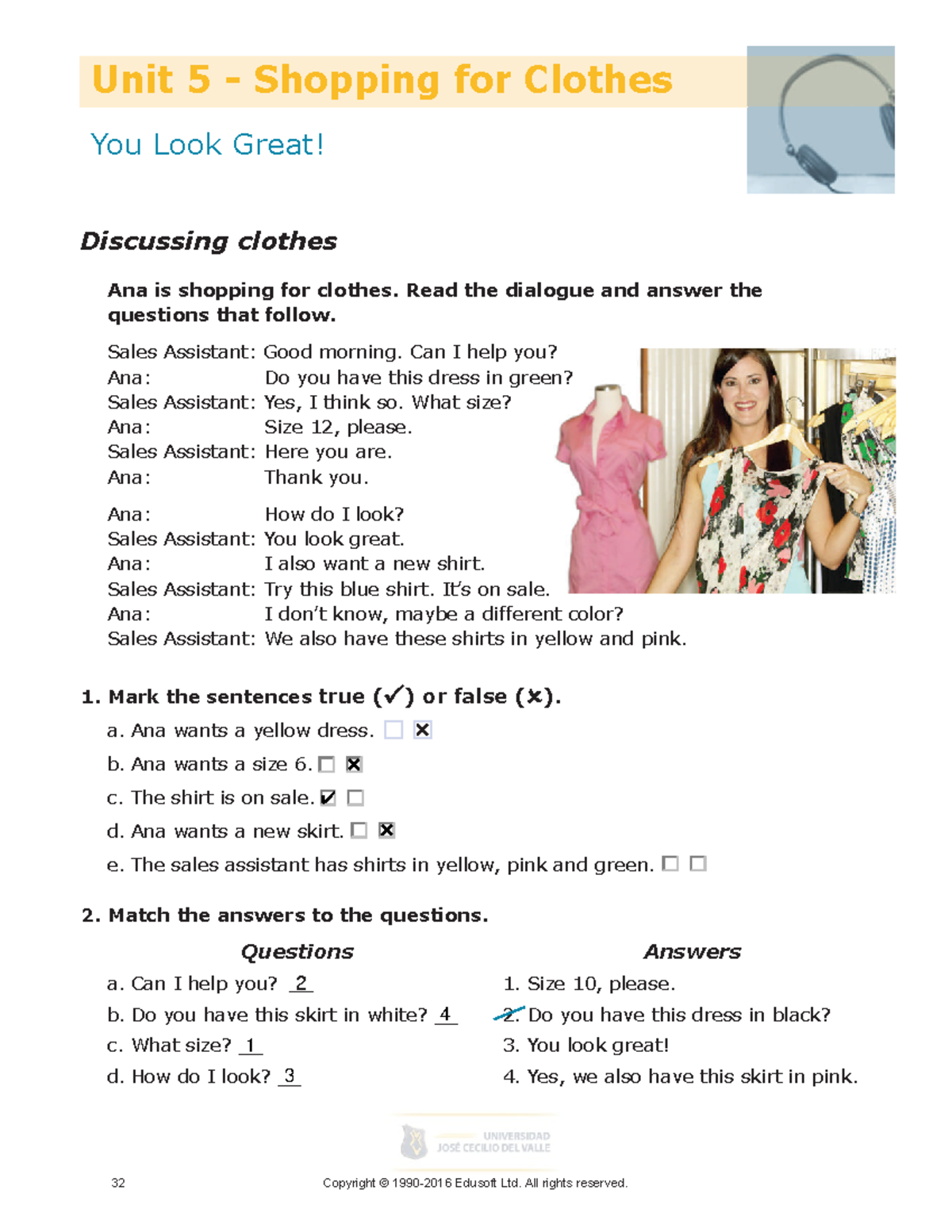 Unit 5 Workbook 06 - Shopping for Clothes and Writing Letters - Studocu