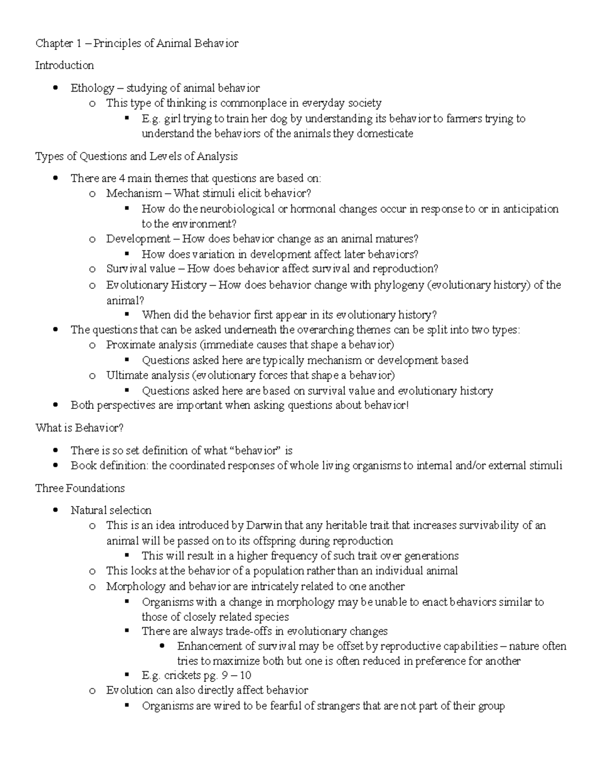 Chapter 1 - Understanding Animal Behavior: Key Principles and Themes ...