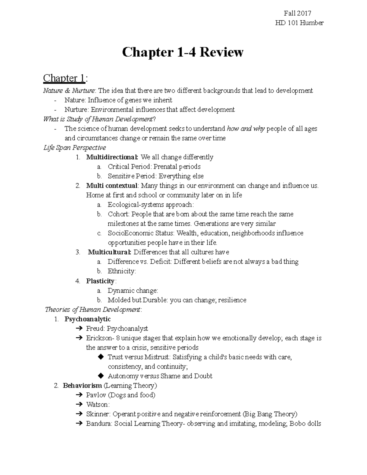 HD 101 Final Exam Study Guide: Chapters 1-4 Insights and Quizzes - Studocu