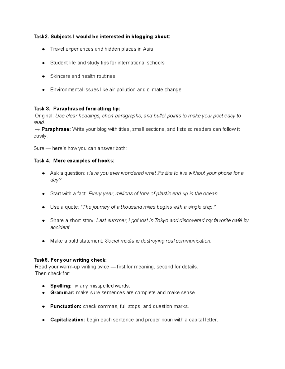 Blogging Tips and Topics for Students: Travel, Health, and More - Studocu