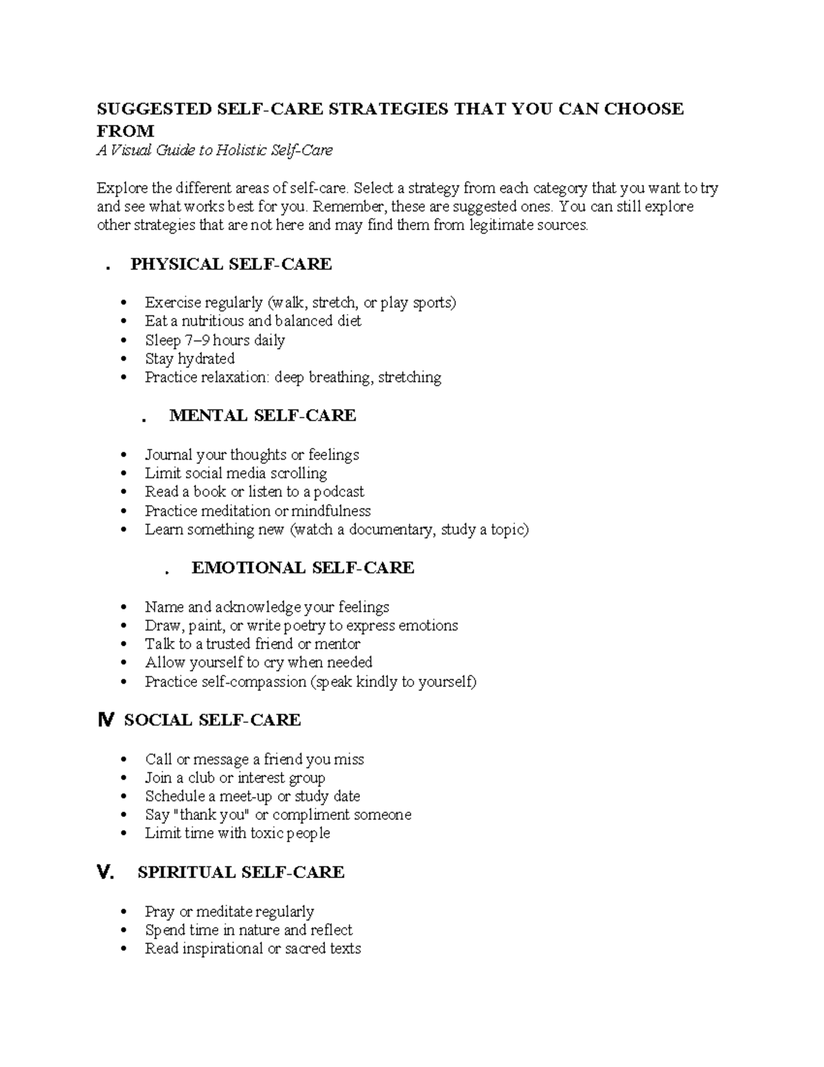 2. SELF CARE Strategies: A Visual Guide to Holistic Approaches - Studocu