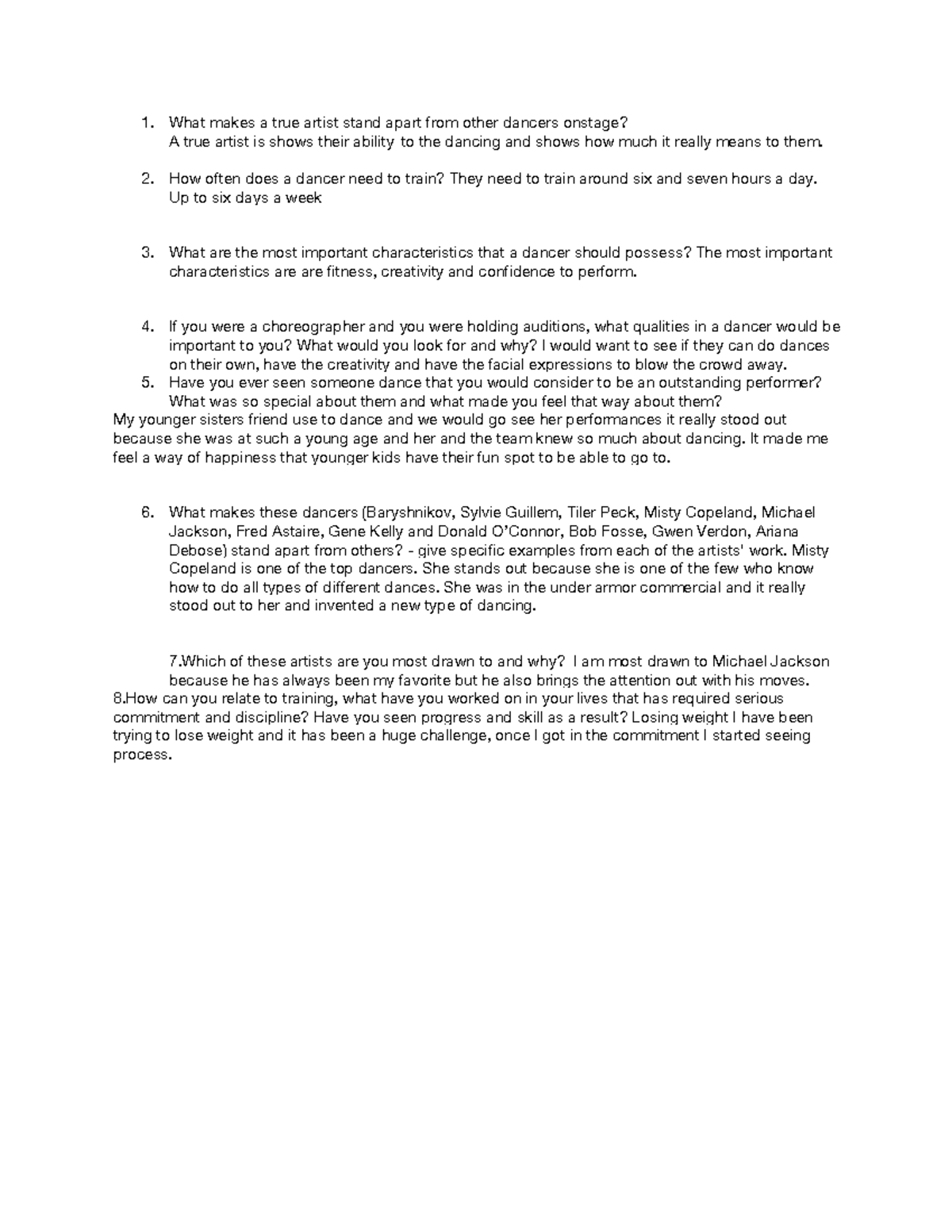 Document 14 - More notes for dance - What makes a true artist stand ...