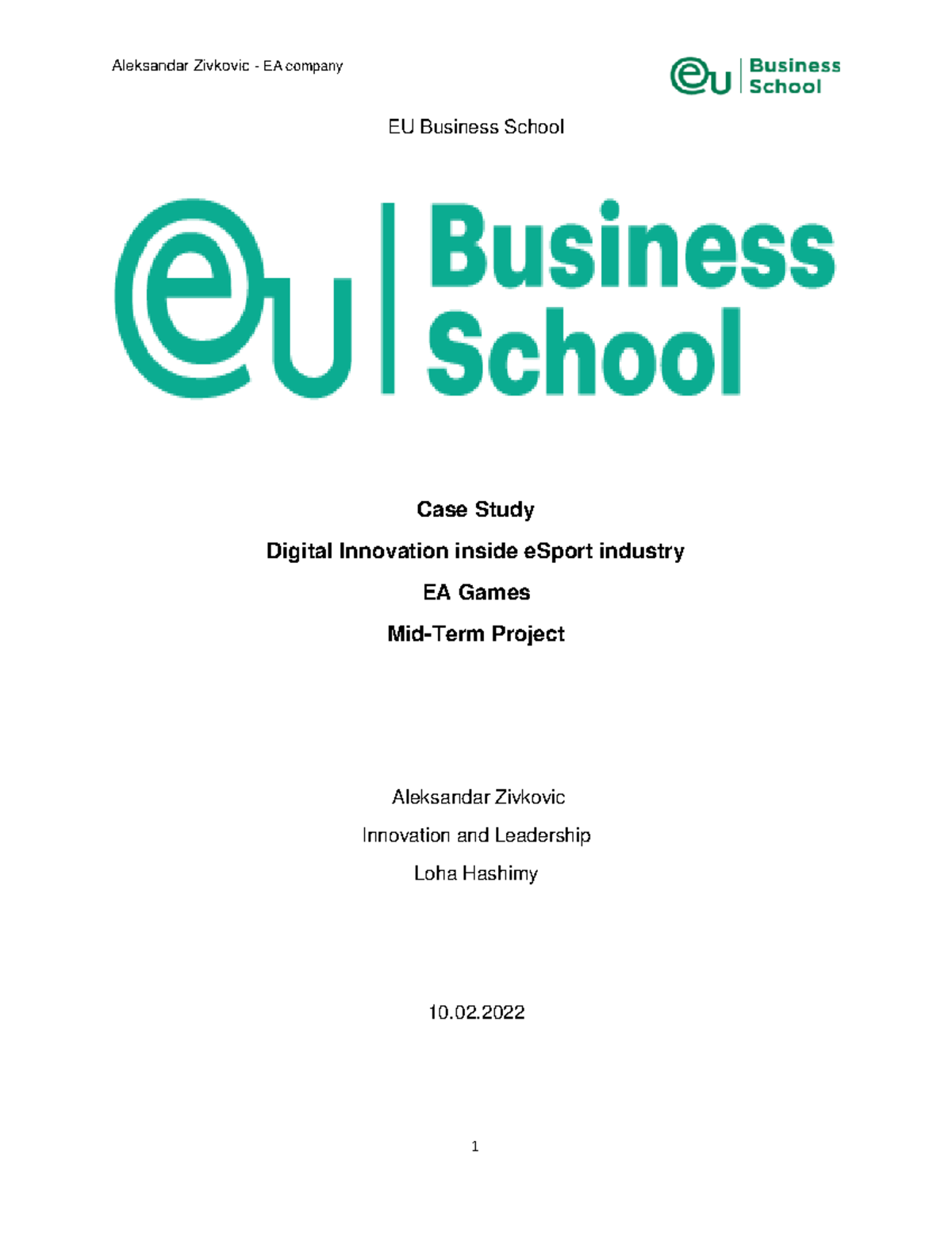 EA Sports business development - EU Business School Case Study Digital ...