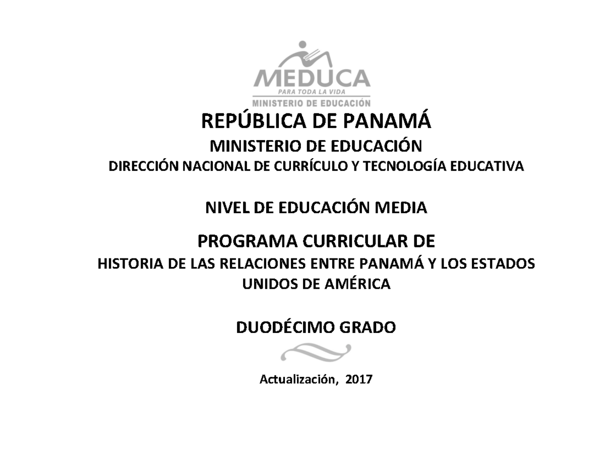 Programa H.R.P. RV - 0 REP⁄BLICA DE PANAM¡ MINISTERIO DE EDUCACI”N DIRECCI”N NACIONAL DE ...