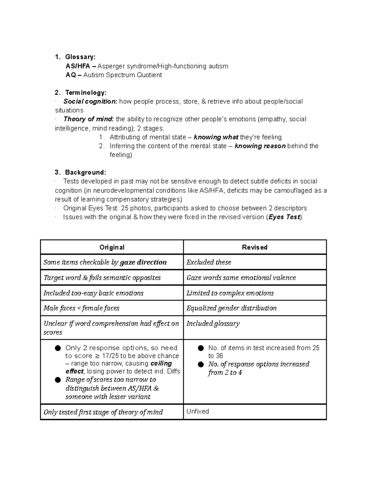 Revised Eyes Test Study - Baron-Cohen Insights and Findings - Studocu
