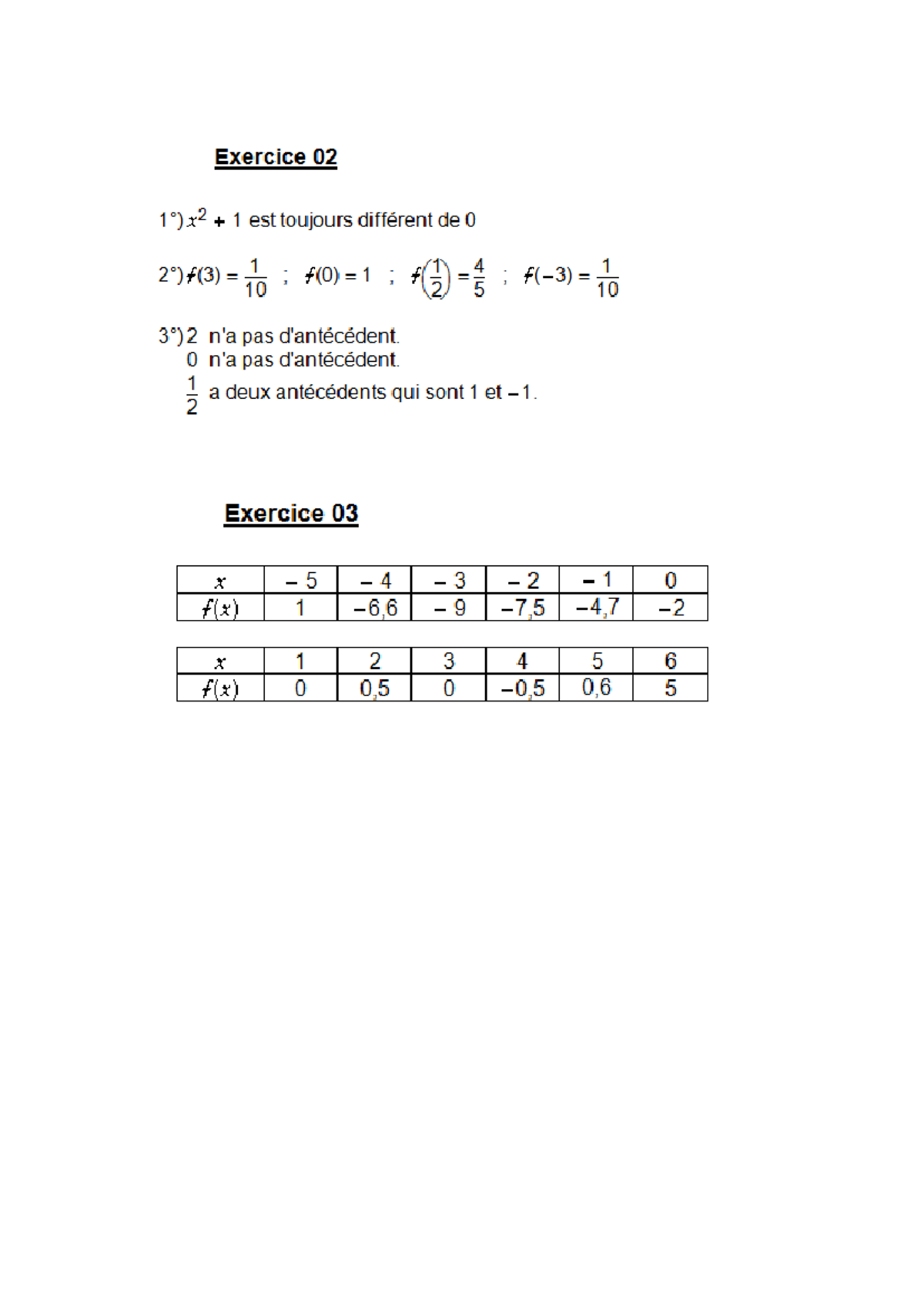Corrigés d'Exercices de Maths - Exercice 02 à 05 - Studocu