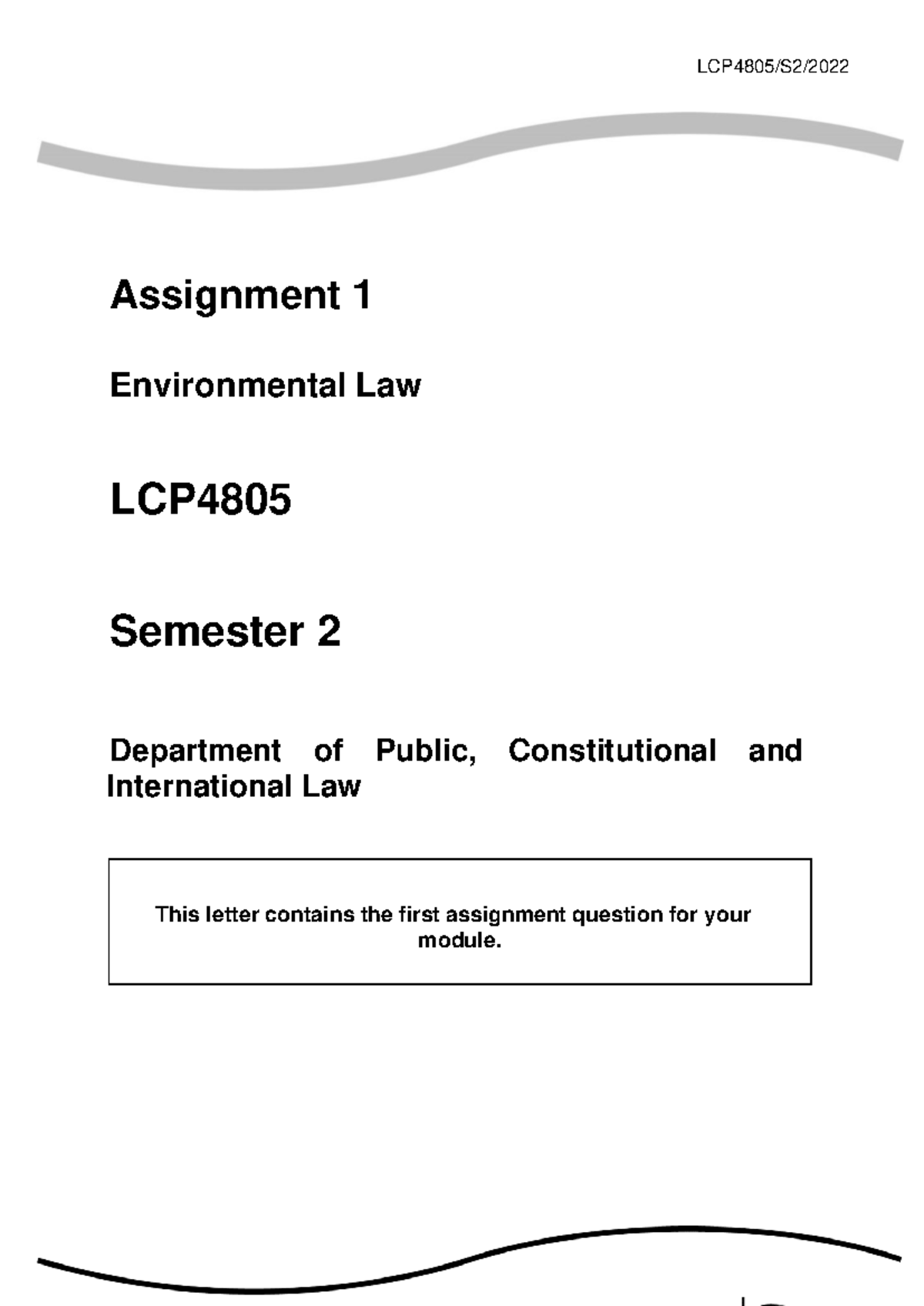 Assignment 1 Memo: Environmental Law LCP4805 Semester 2 - Studocu