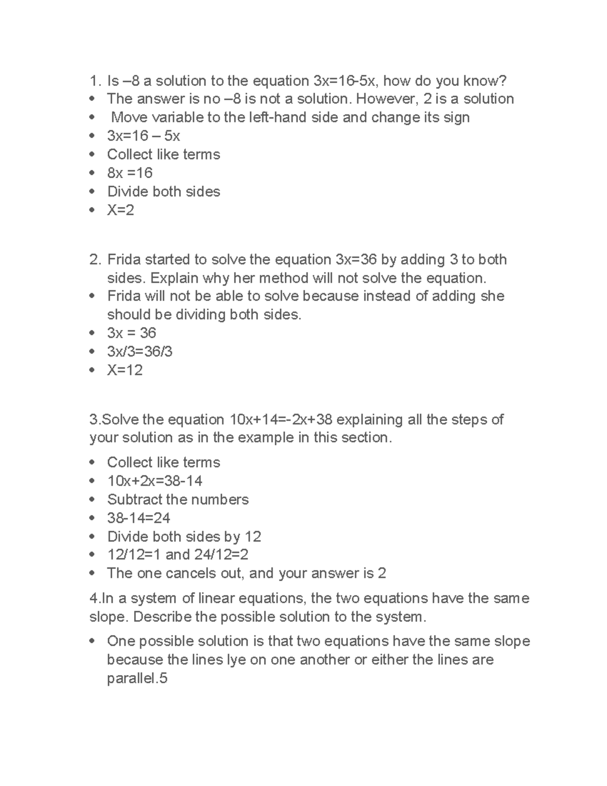 E - Module 2: Solving Linear Equations and Systems Summary - Studocu
