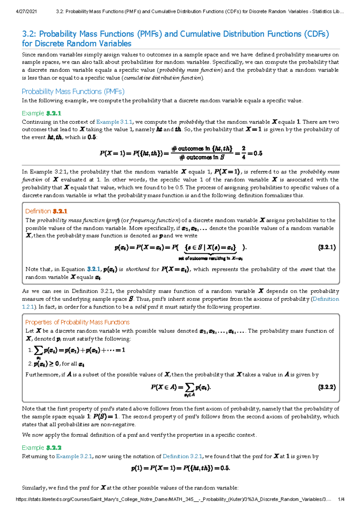 Probability Mass Functions (PMFs) and Cumulative Distribution Functions ...