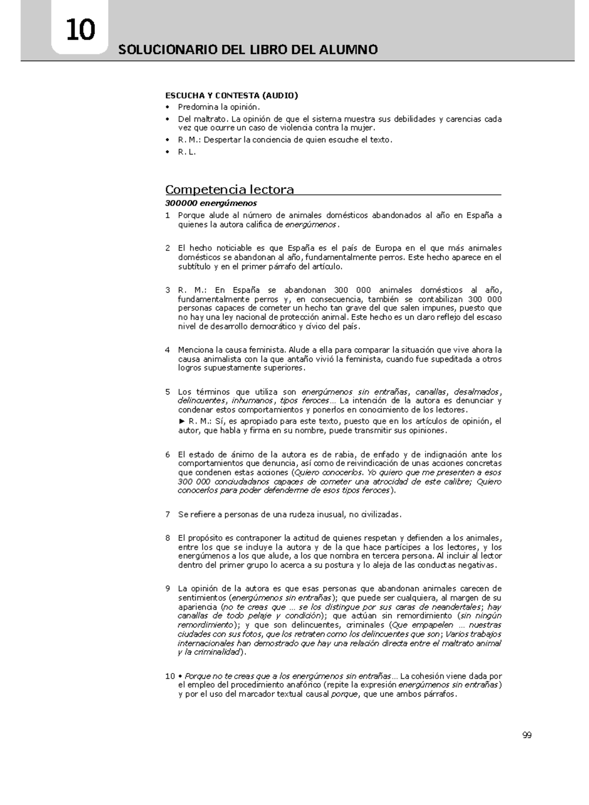 Lengua 4eso solucionario 99 108 - ESCUCHA Y CONTESTA (AUDIO ...