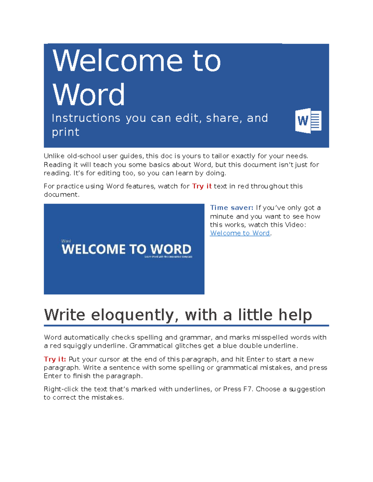 Word Basics: Editing, Sharing, and Formatting Instructions - Studocu