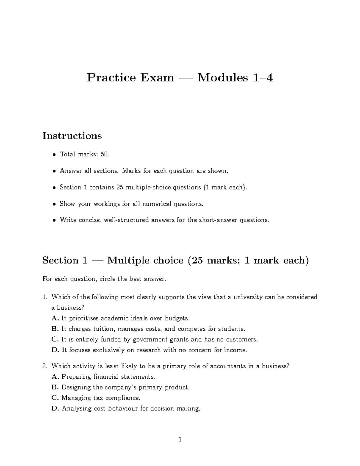 BUSS1030 - Practice Exam Instructions and Questions Guide - Studocu