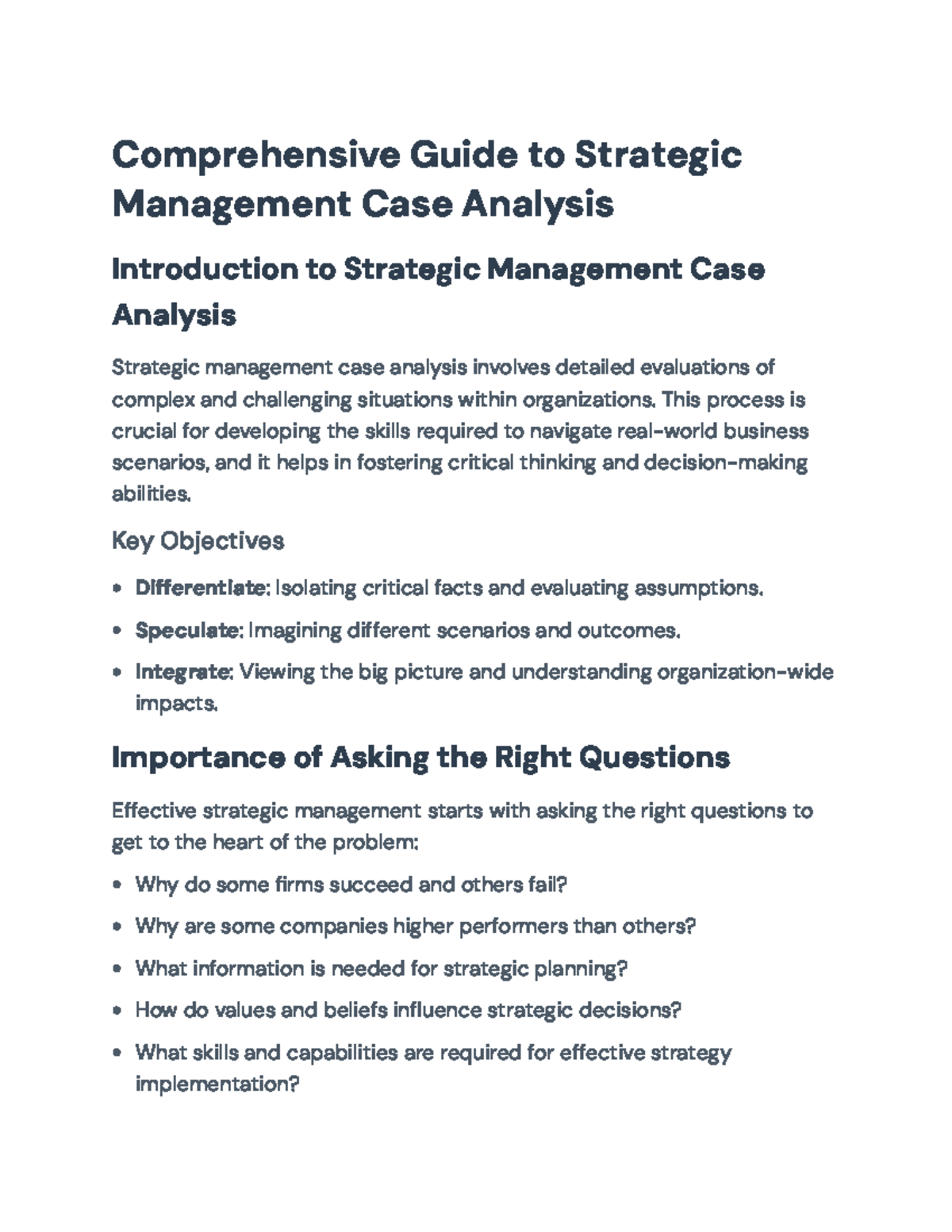 Strategic Management Case Analysis Overview & Techniques - Studocu