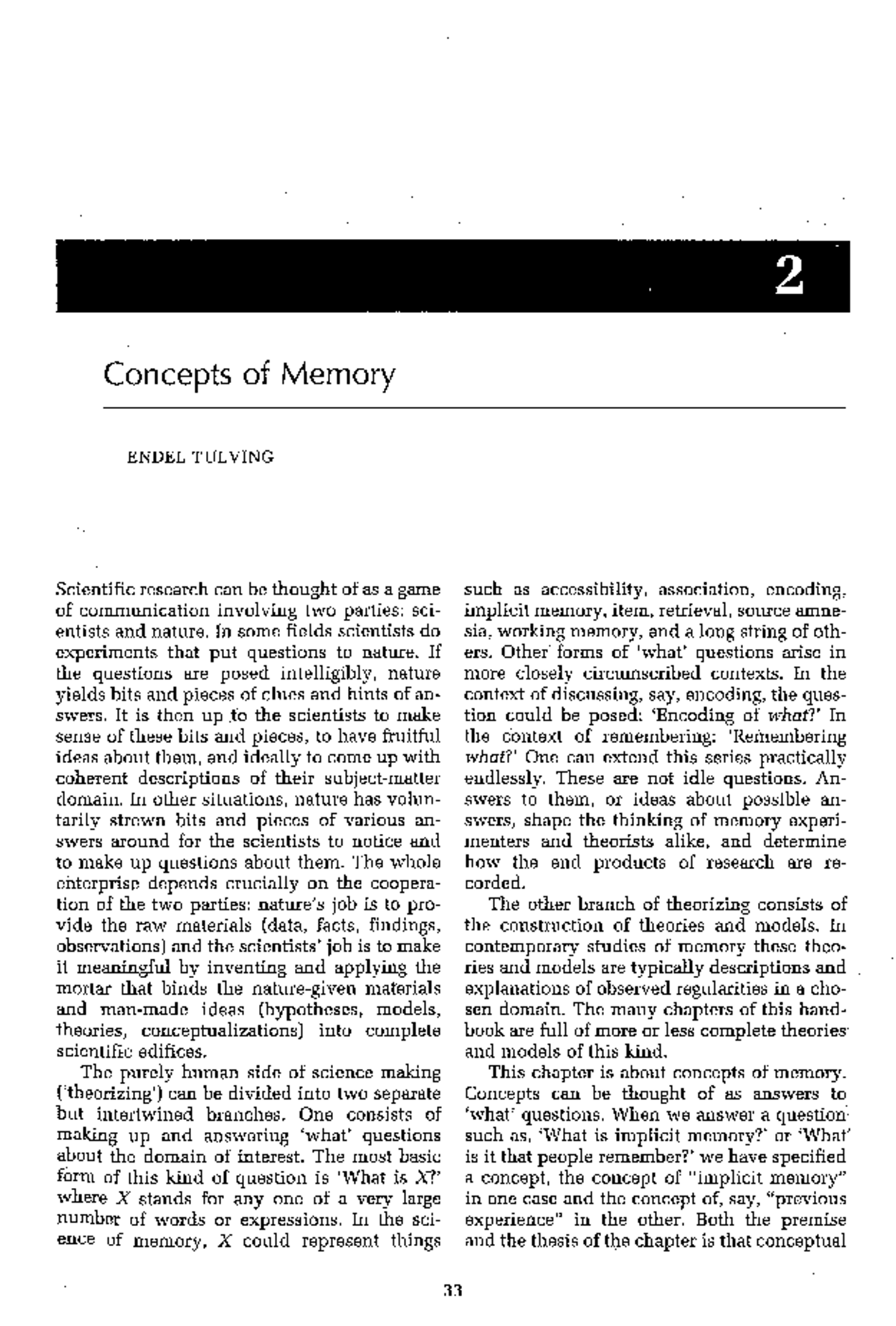 Study of Memory Concepts - ENDEL TULVING (28) - Studocu