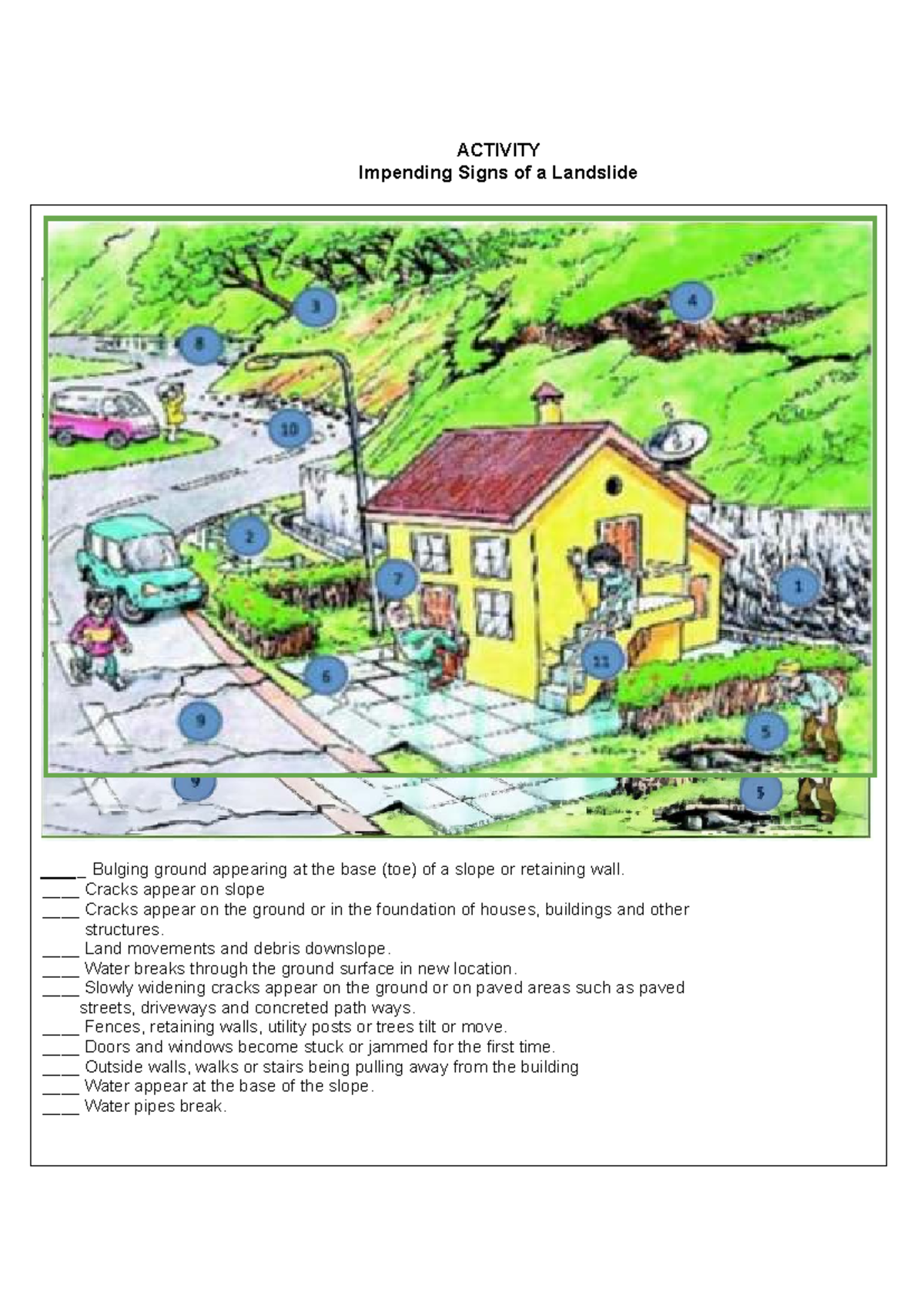 Activity 8: Identifying Warning Signs of Landslides - Studocu