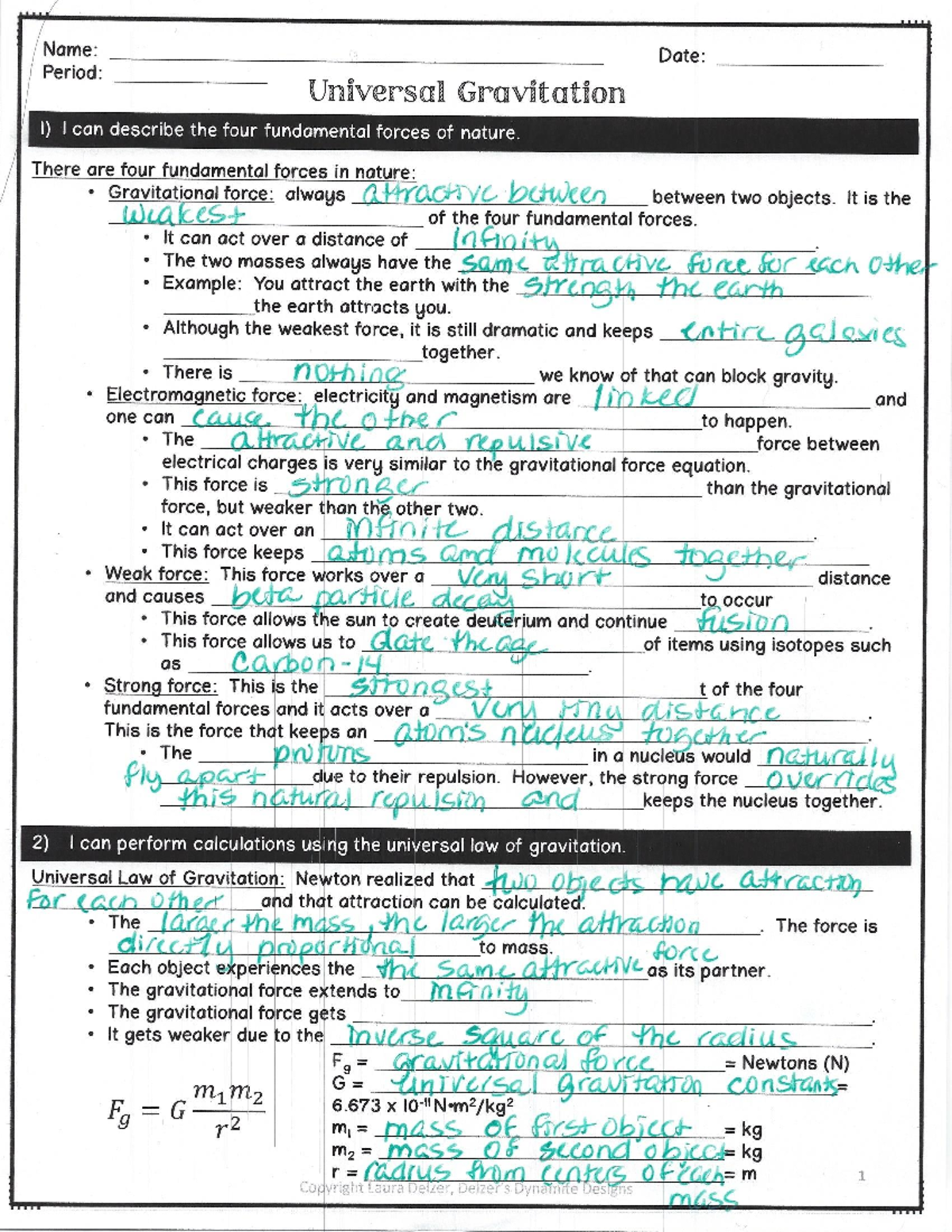 UGNotes AK - Universal Gravitation Concepts and Calculations - Studocu