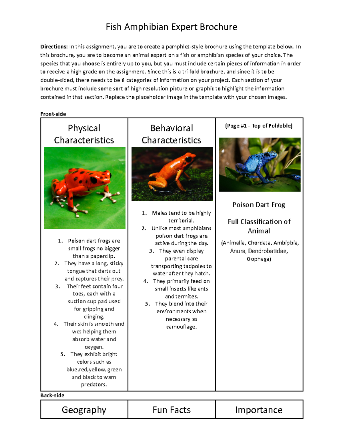 Fish & Amphibian Expert Brochure Assignment Guide - Studocu