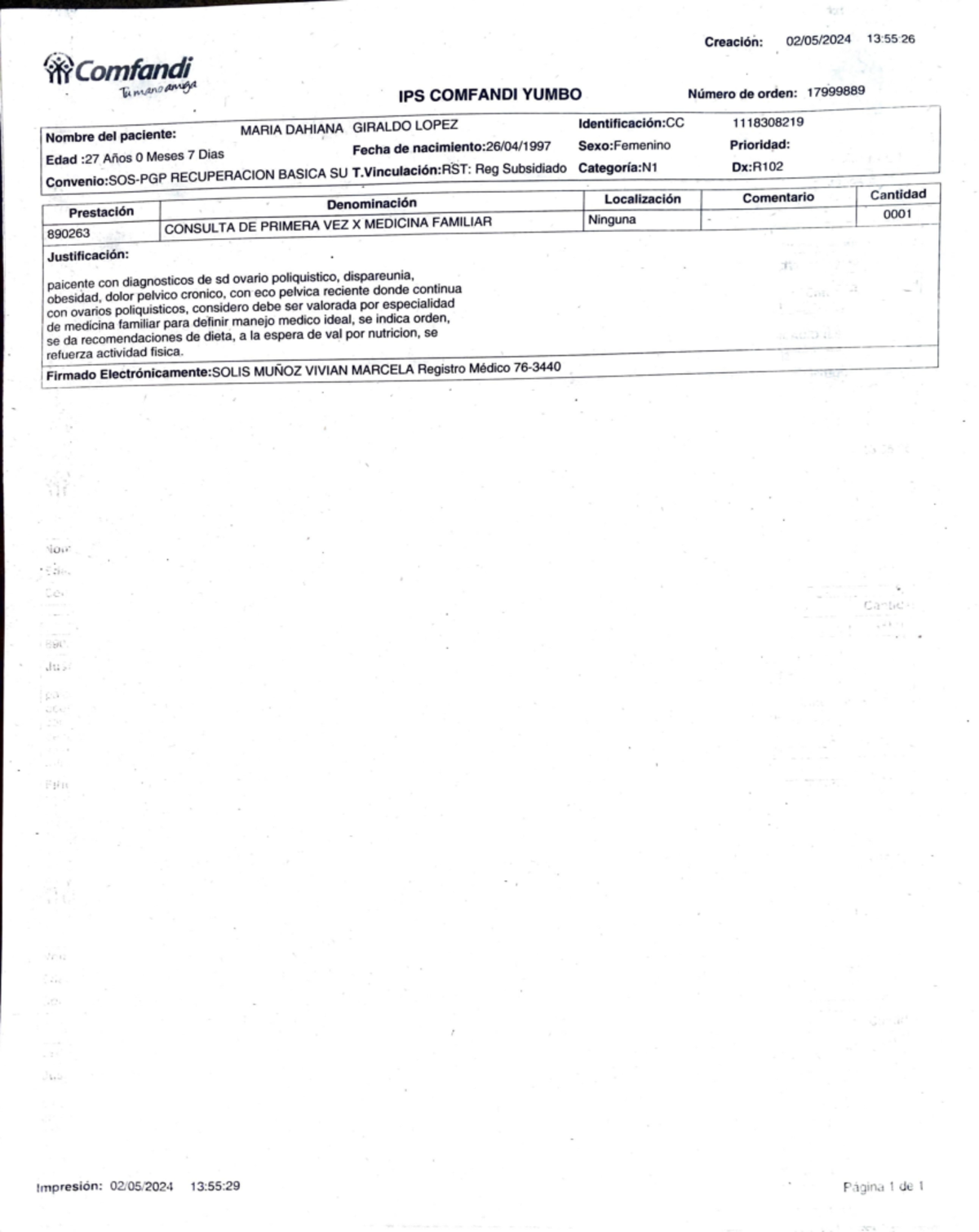 Adobe Scan 15 de may. de 2024 - 11 11 ####### . ,- Wfcomfandi ,w)J'º IPS COMFANDI YUMBO Nombre ...