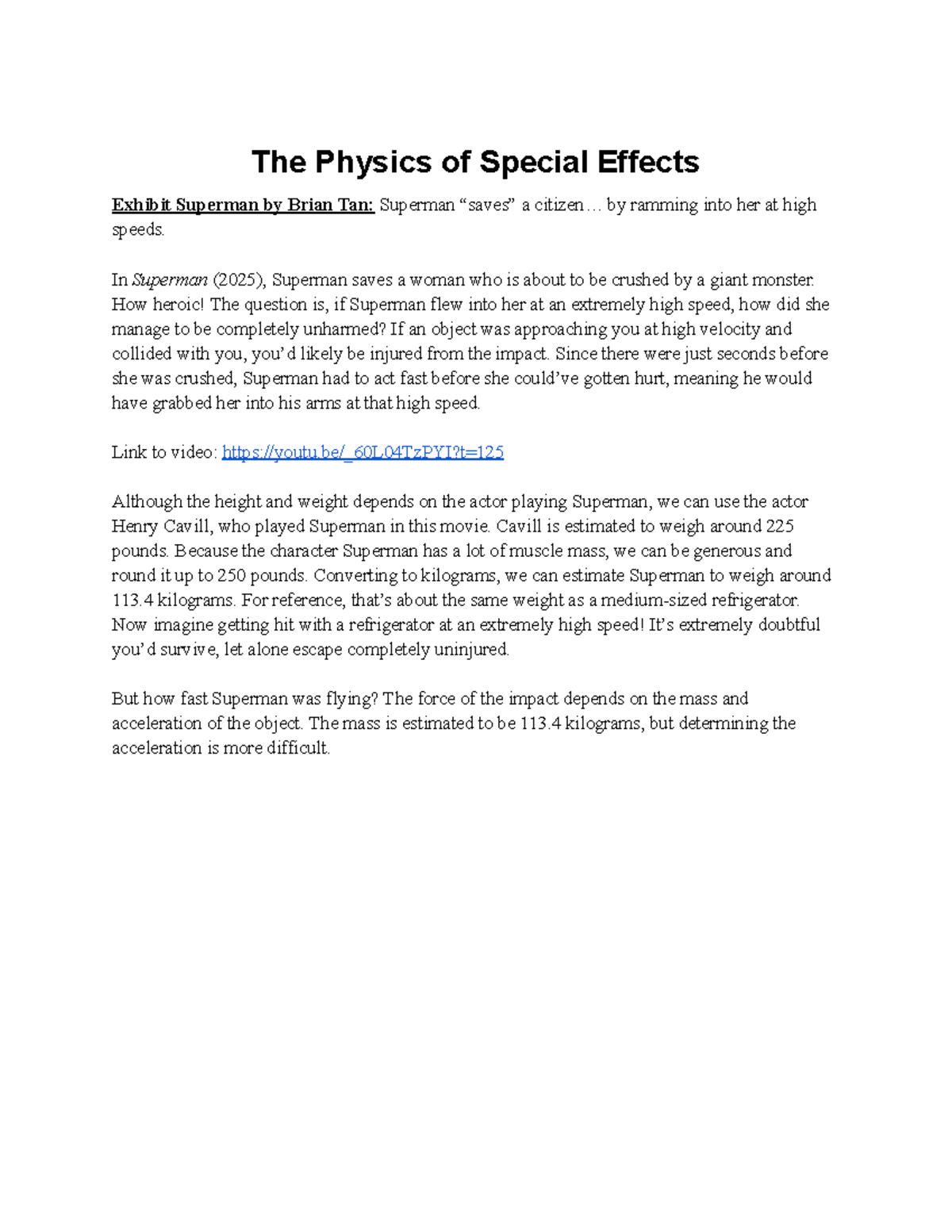 Physics Project: Analyzing the Realism of Superhero Actions in Film ...