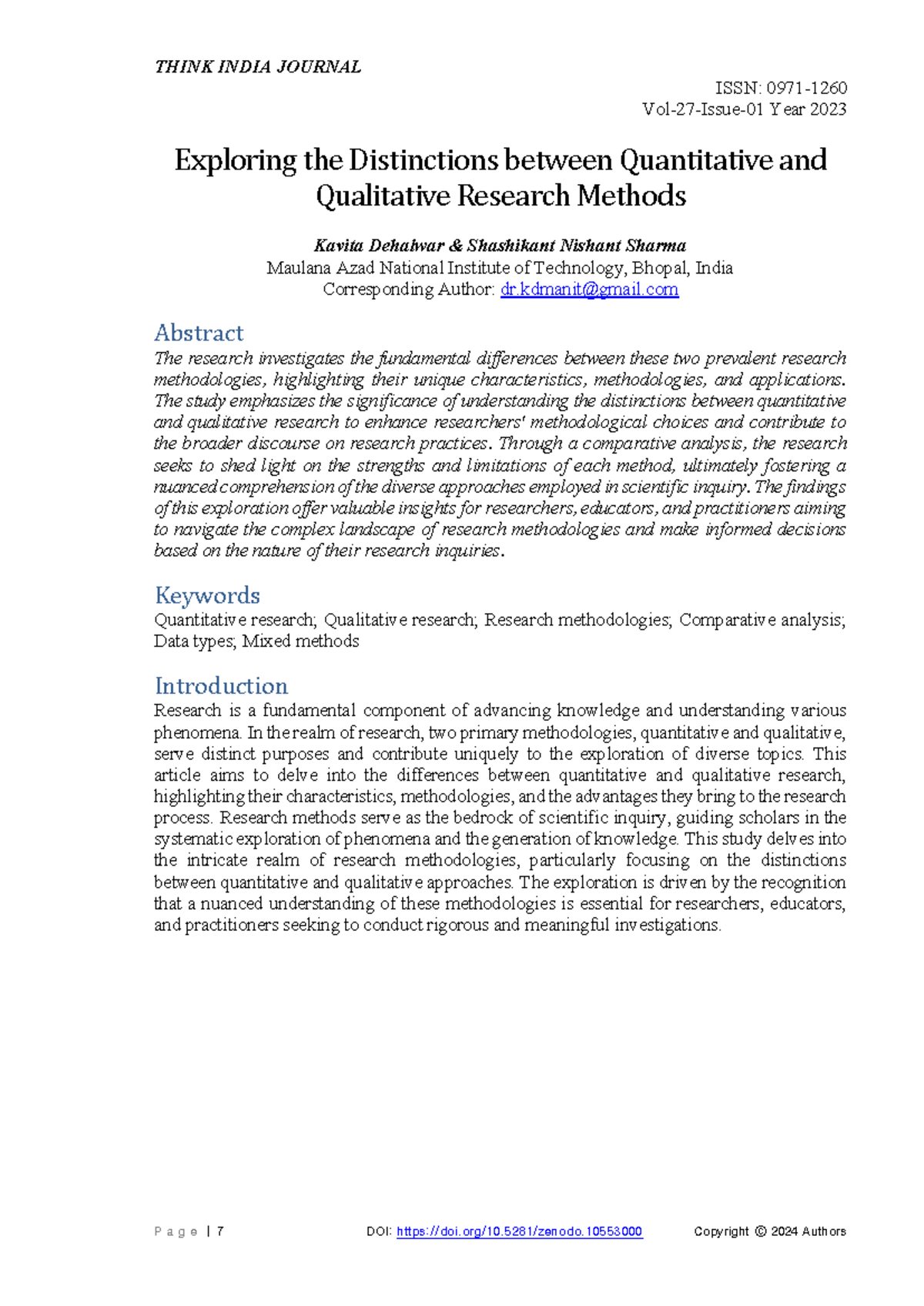 Exploring Quantitative vs. Qualitative Research Methods: A Comparative ...