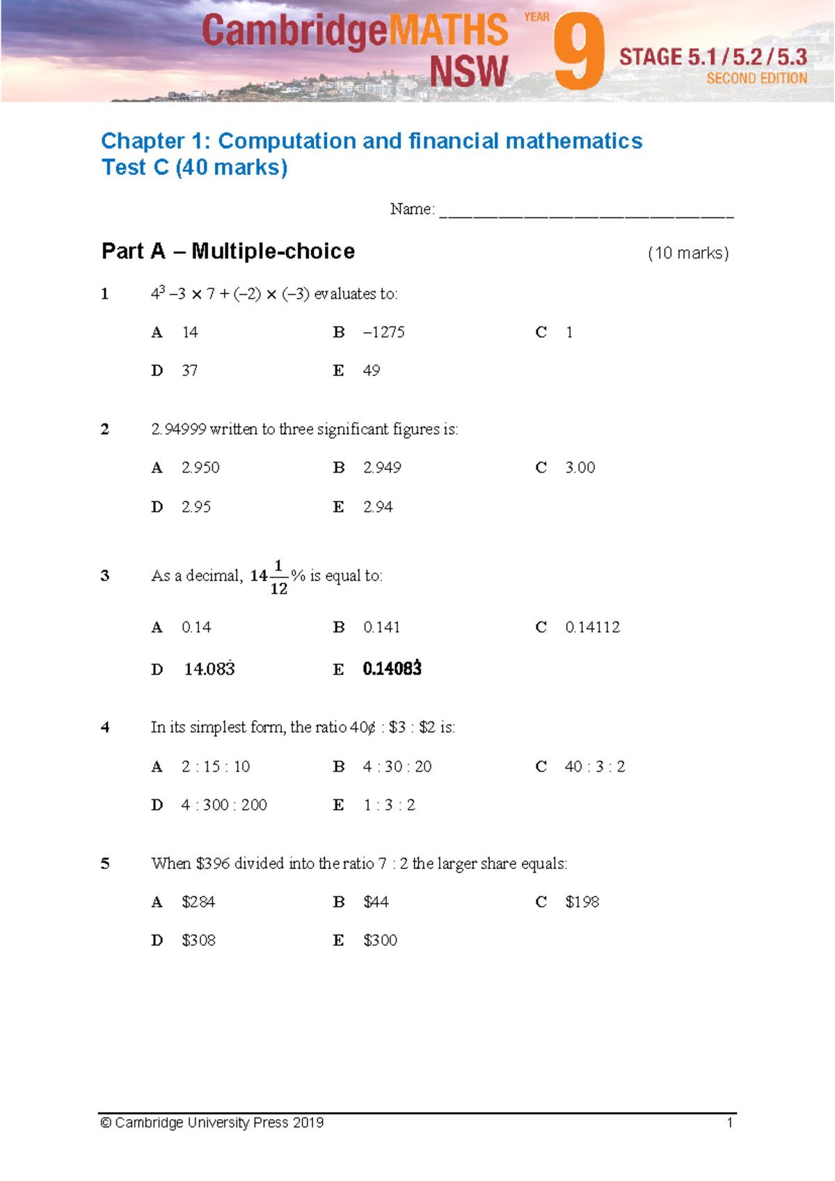 Chapter 1: Computation & Financial Math Test C (40 Marks) - Camb Maths ...