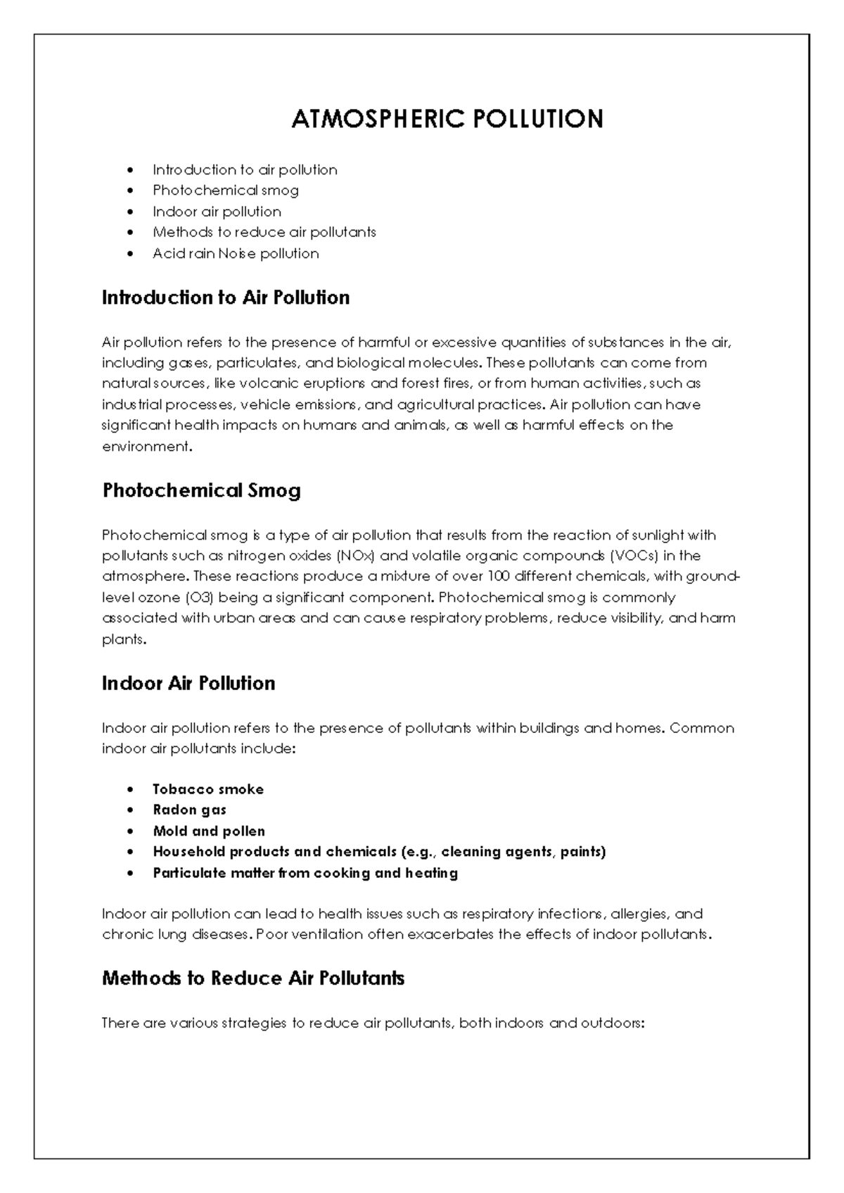 AP Environmental Science: Atmospheric Pollution Overview and Effects ...