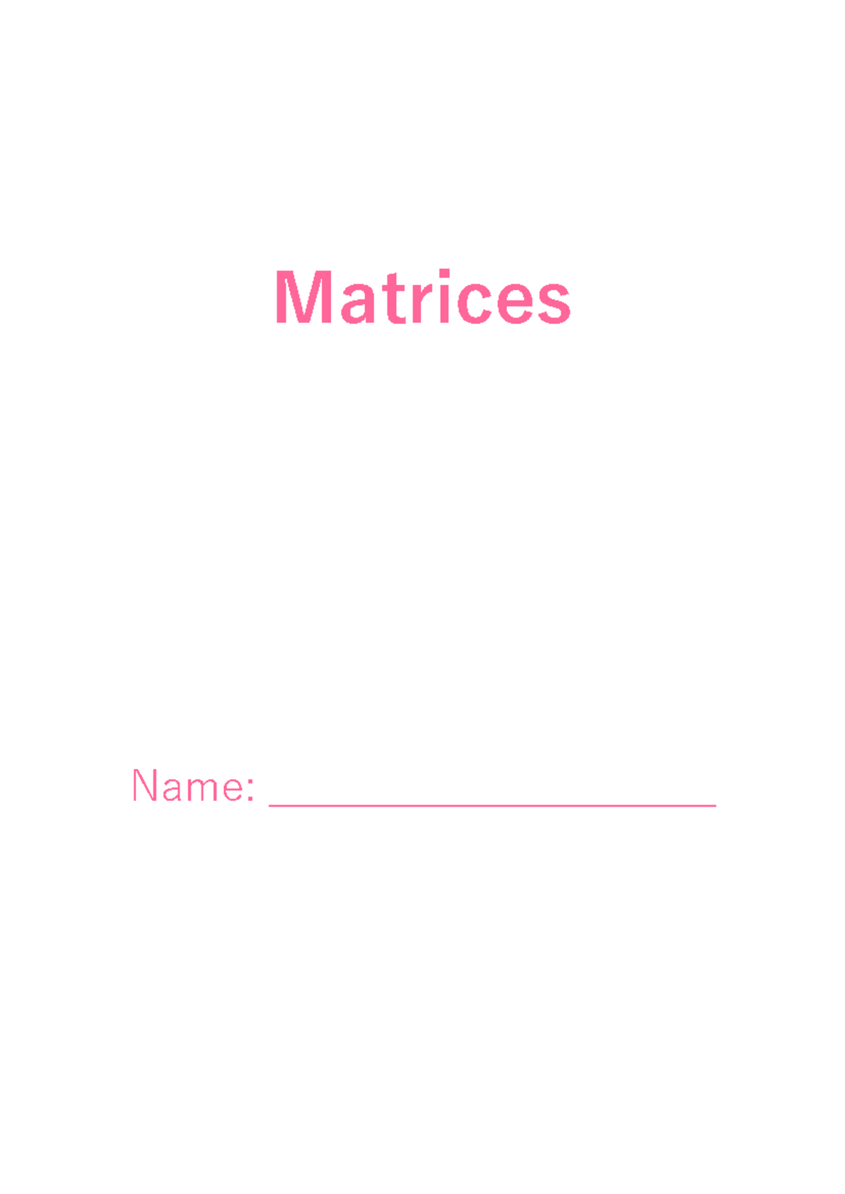 Matrices Student Workbook - Annotated Overview and Exercises - Studocu