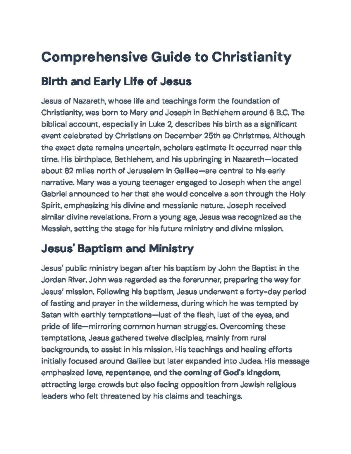 Comprehensive Guide to Christian Doctrine and History (CHRIST 101 ...