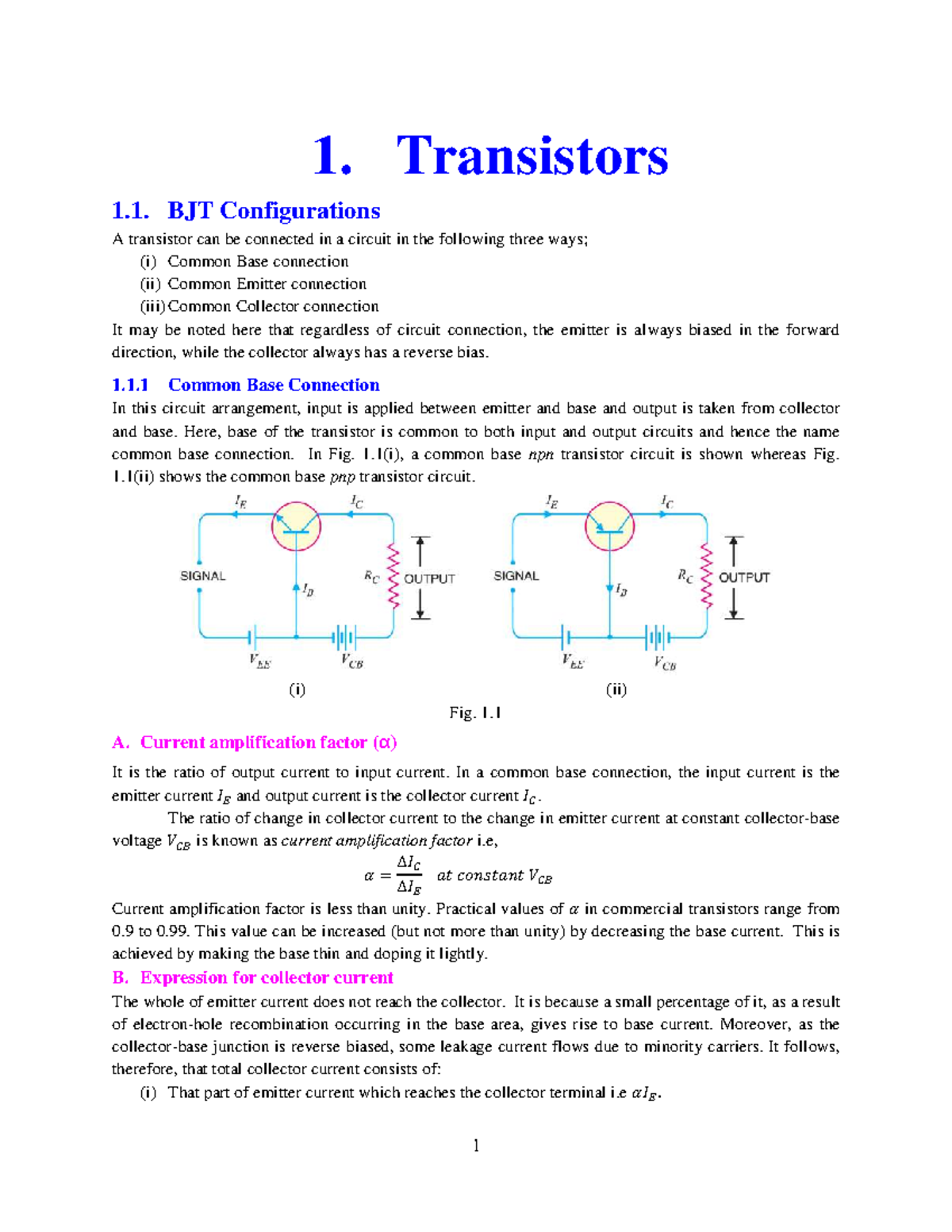Transistors: BJT Configurations and Characteristics - JJKJJ - Studocu