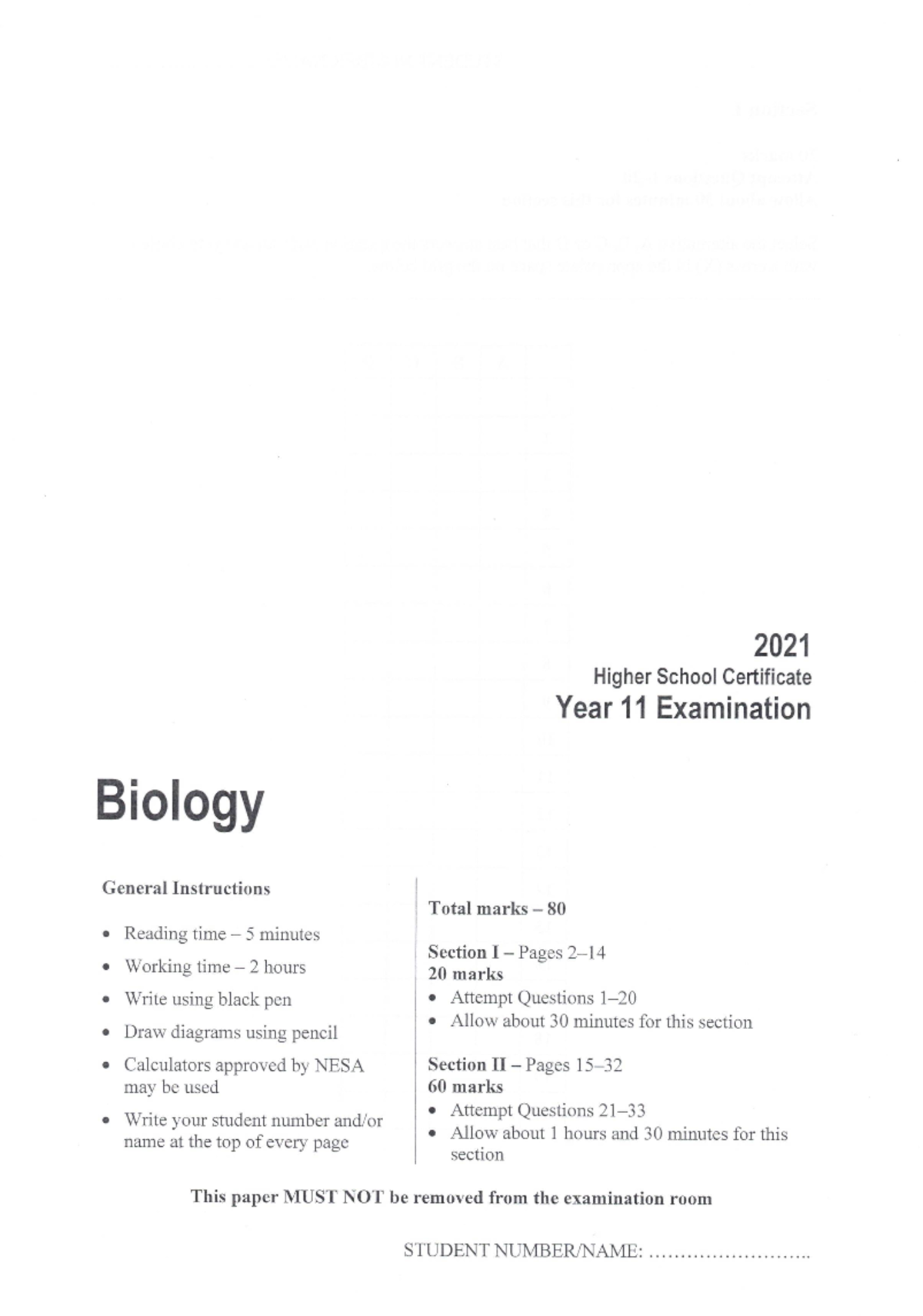 Independent Biology Year 11 2021 - 2021 Higher School Certificate Year ...