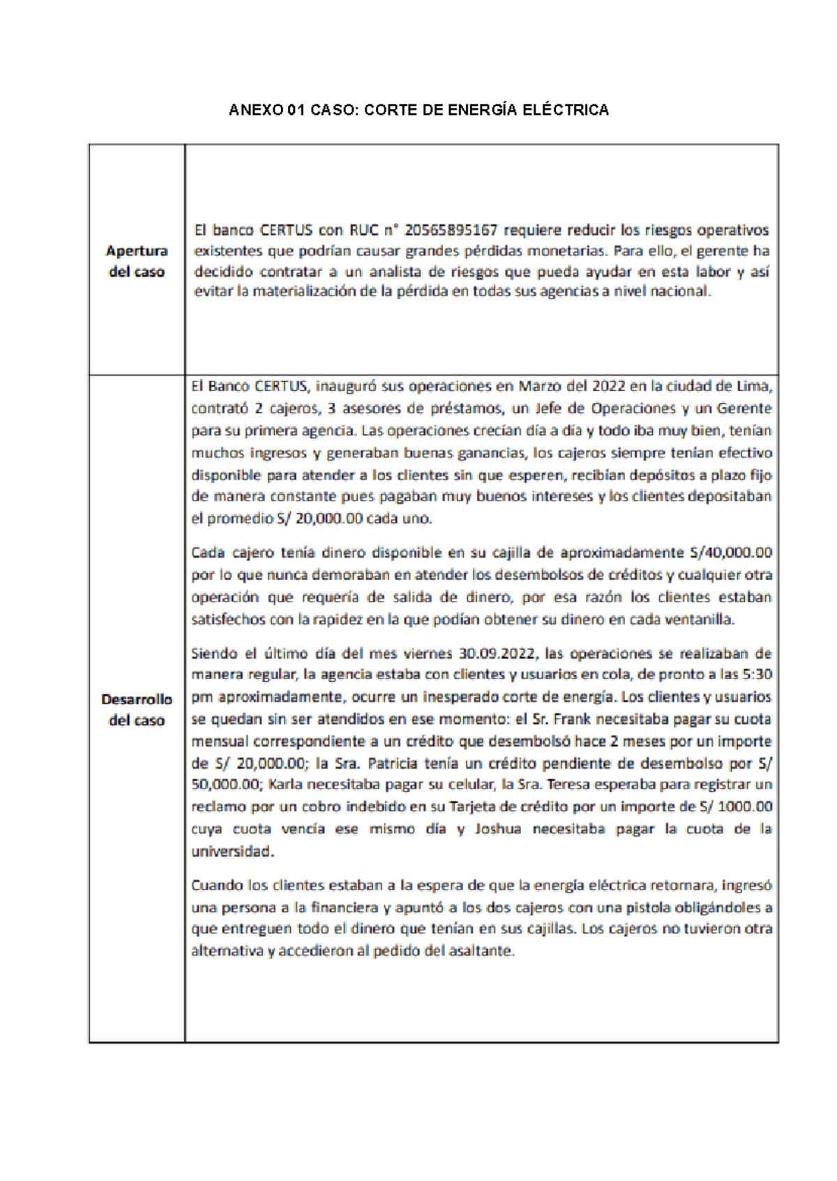 Anexo 01: KRI y Plan de Contingencia ante Corte de Energía Eléctrica ...