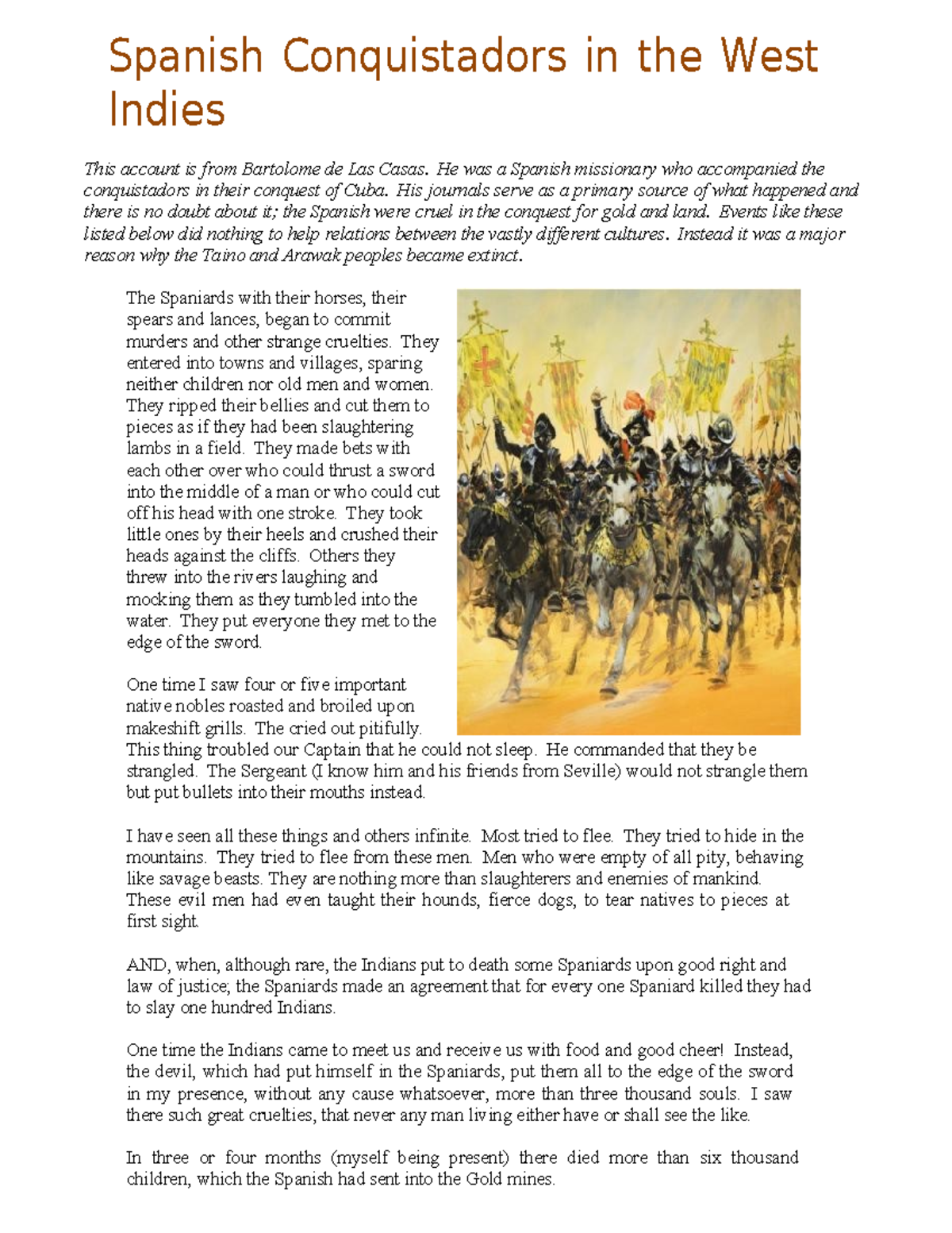 Spanish Conquistadors Primary Source Worksheet - Spanish Conquistadors ...