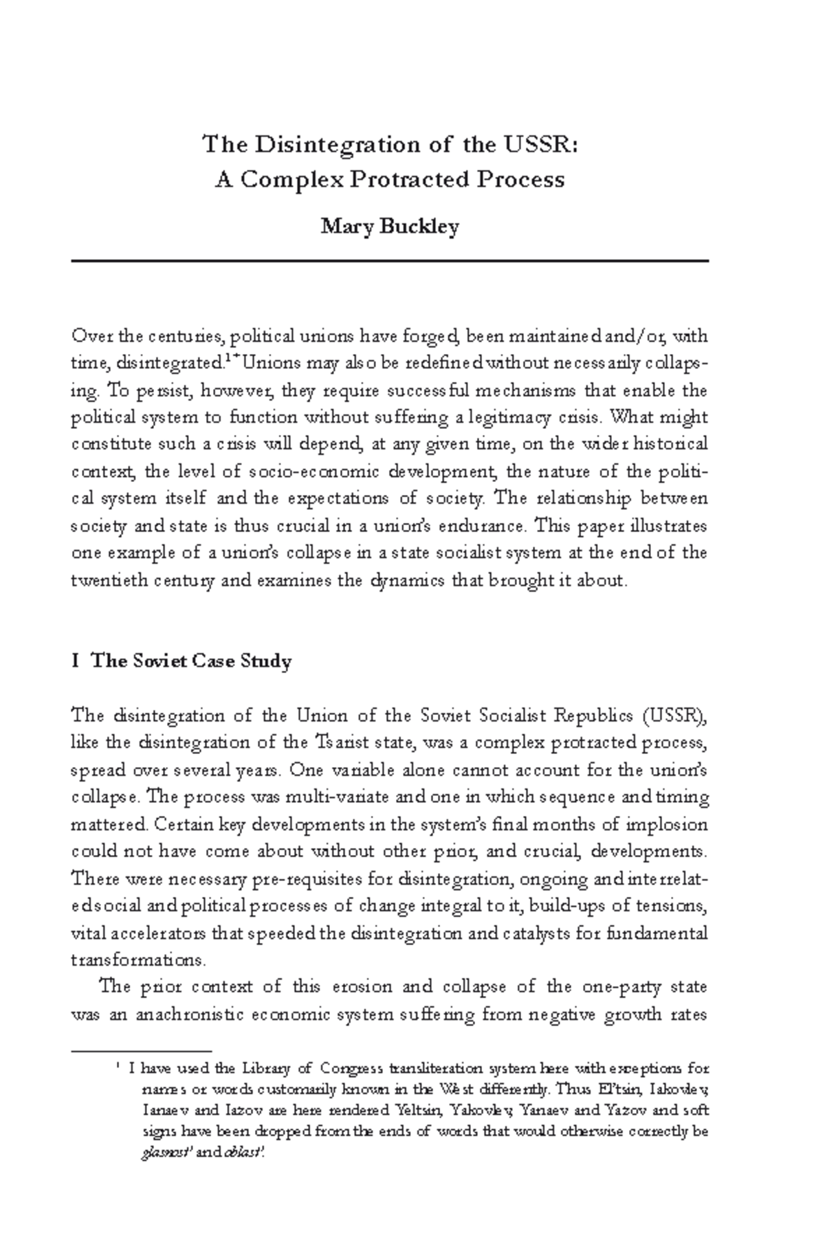 The Disintegration of the USSR: An In-Depth Case Study Analysis - Studocu