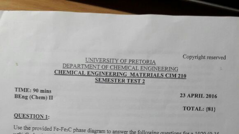 CIM 210 ST2 2016 - Comprehensive Practice Material for Chemical Engineering - Studocu