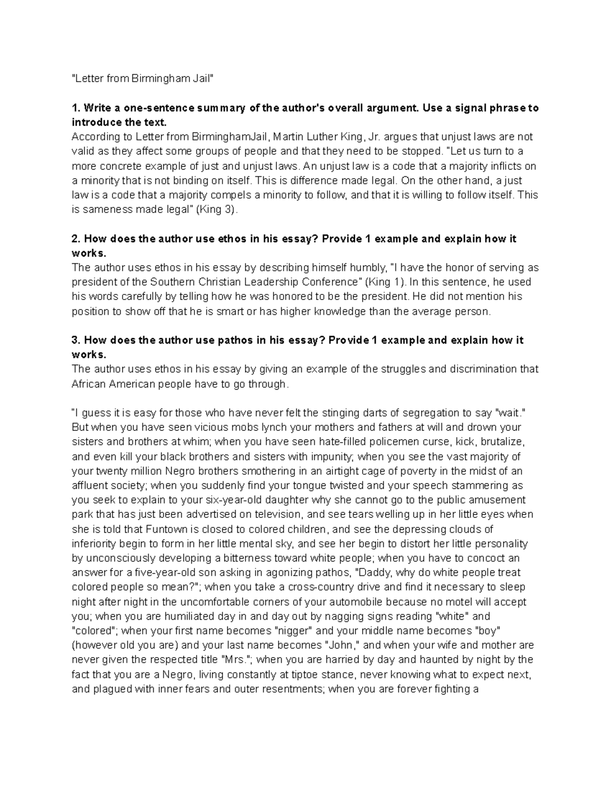 King3 Rhetorical Appeals in "Letter from Birmingham Jail" Analysis ...