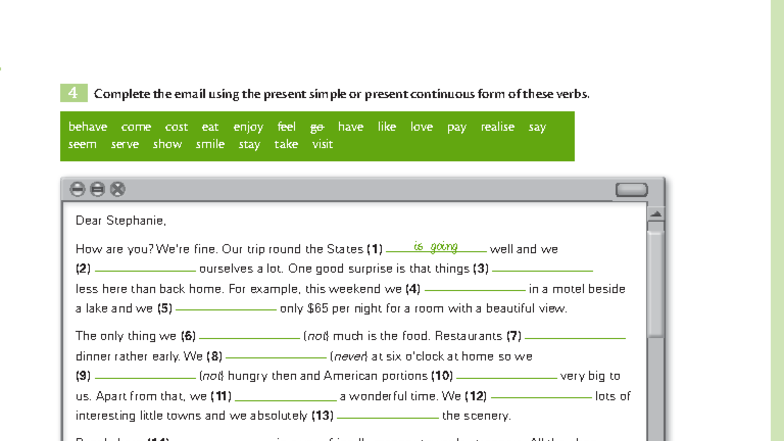 B2G1 - Present Tenses Practice and Email Completion Exercise - Studocu
