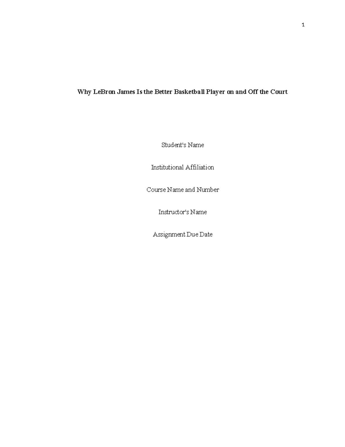 ENG 101: Why LeBron James Excels as a Basketball Player On and Off the ...