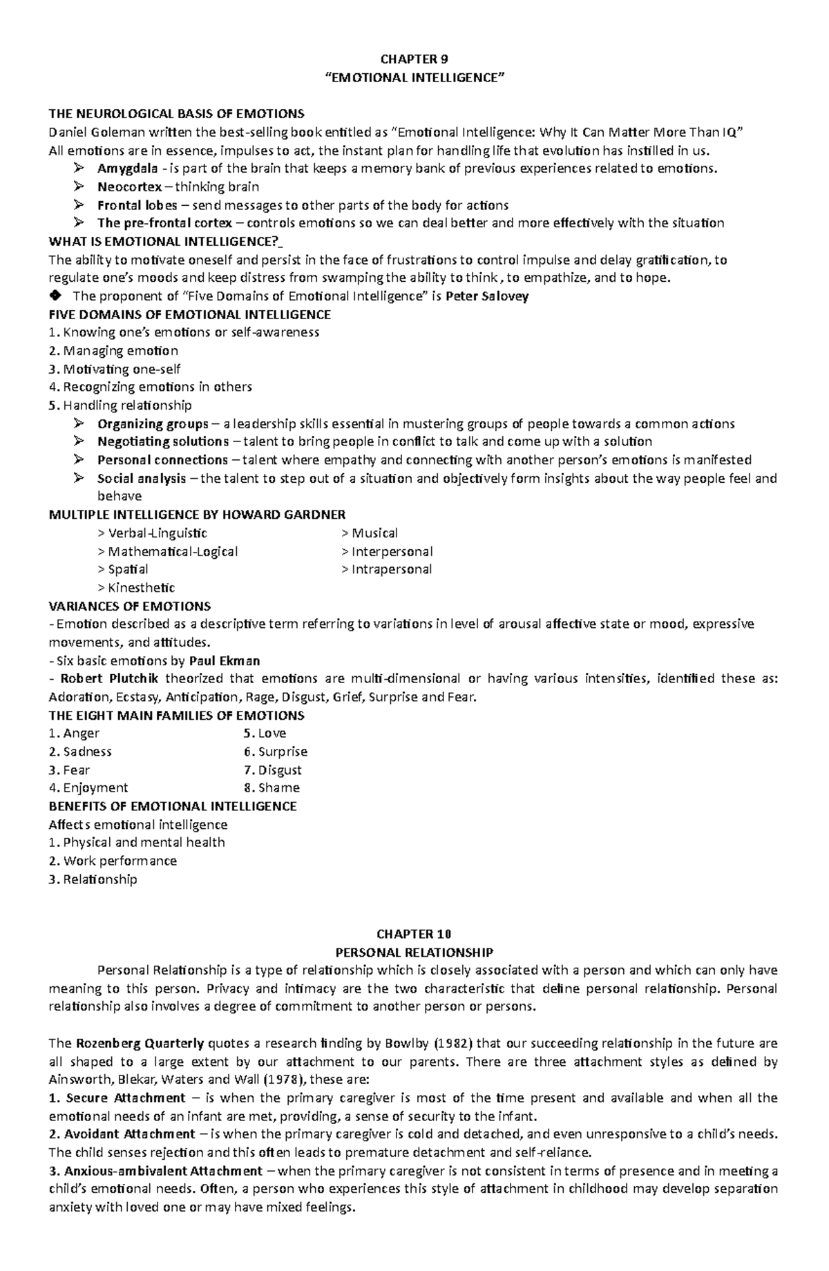 Perdev Chapter 9 11 - lecture - CHAPTER 9 “EMOTIONAL INTELLIGENCE” THE ...