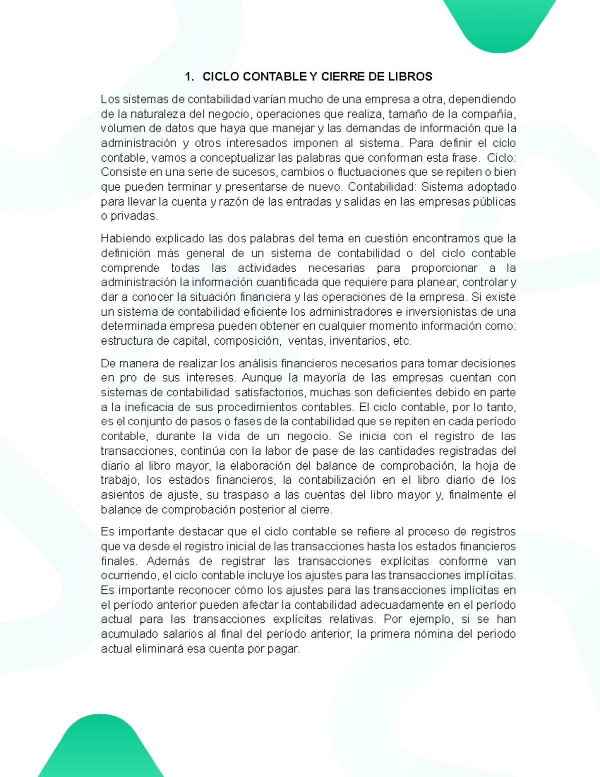 CICLO CONTABLE Y CIERRE DE LIBROS: Guía Completa para W3 - Studocu