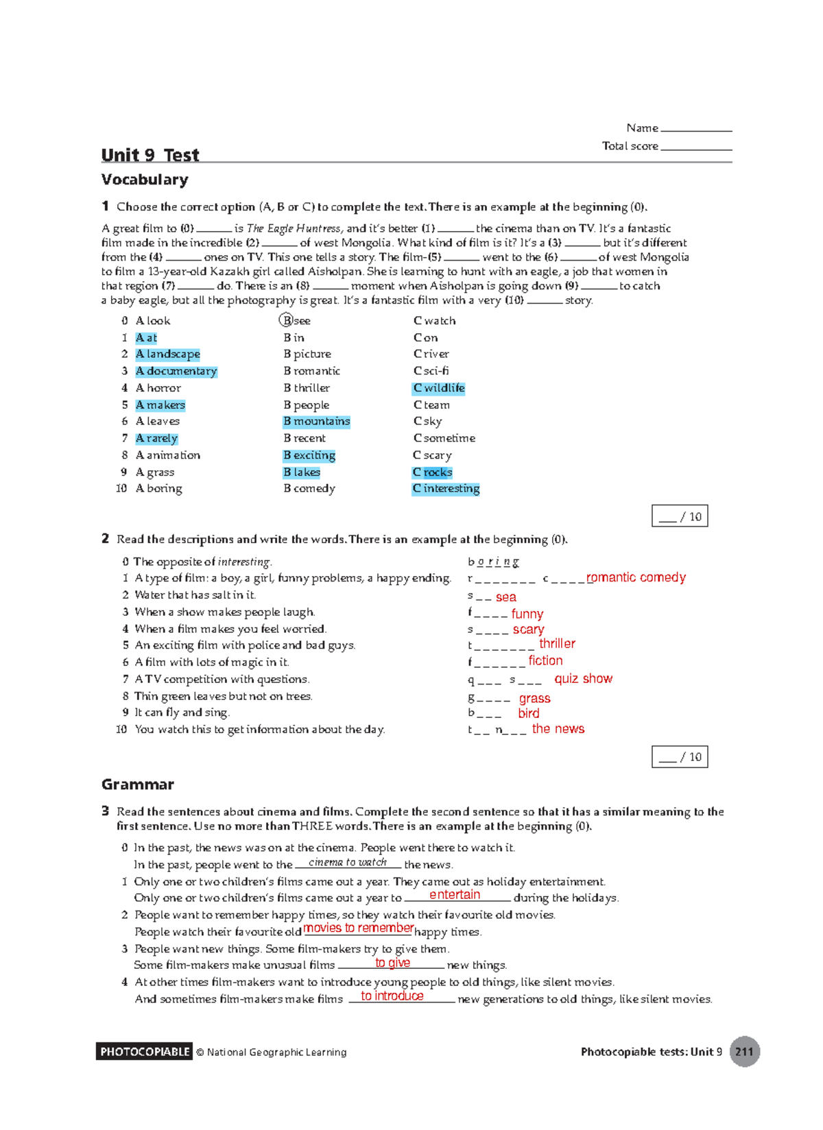 Unit 9 & 10 Test Vocabulary and Grammar Exercises - Studocu