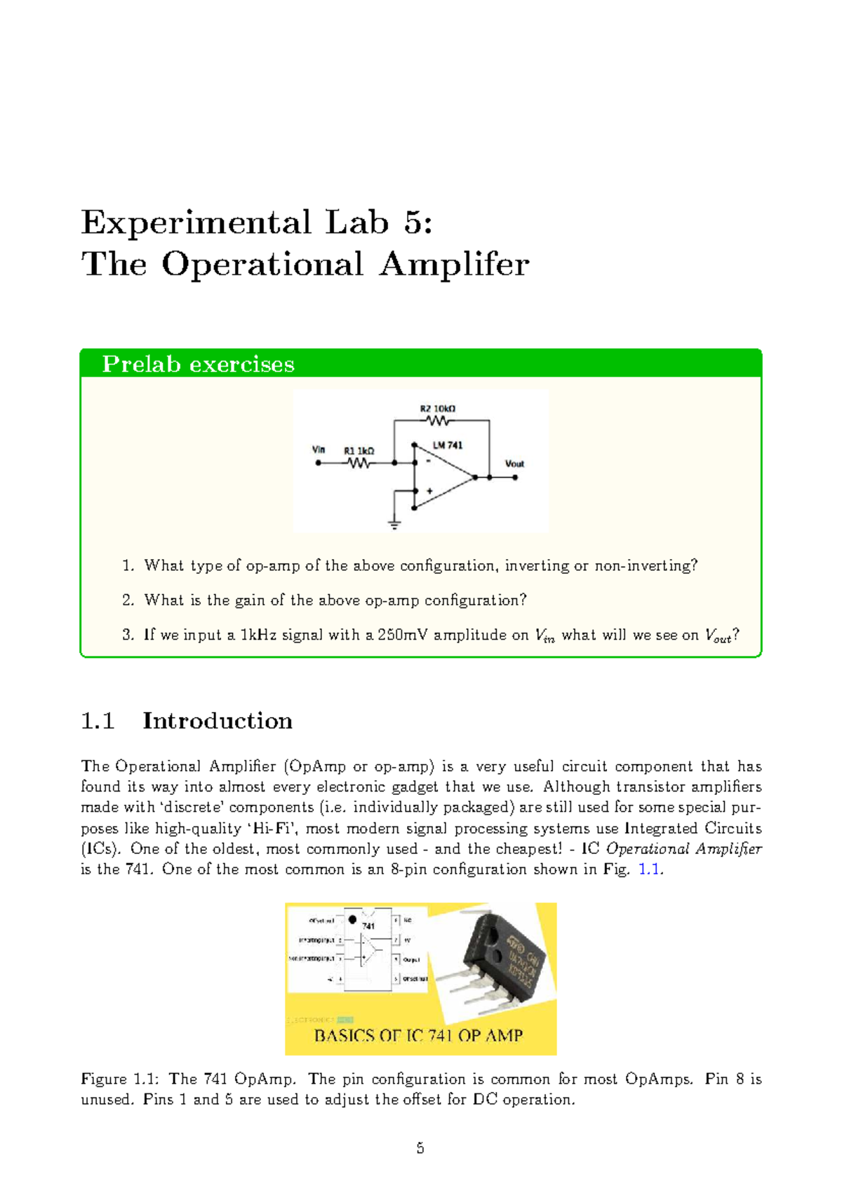 PHYS1200 Experimental Lab 5: Op-Amps and Their Configurations - Studocu