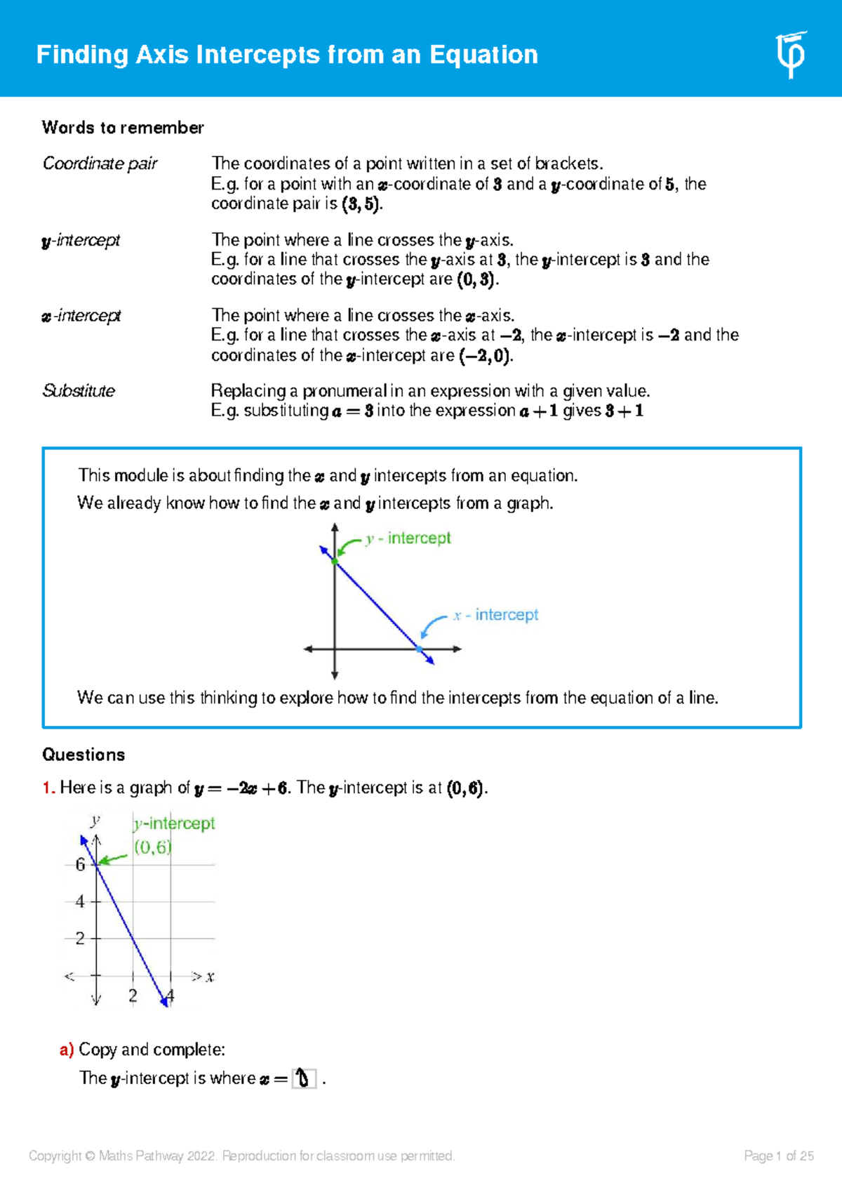 Exercise 5.2: Finding X and Y Intercepts from Equations - Studocu