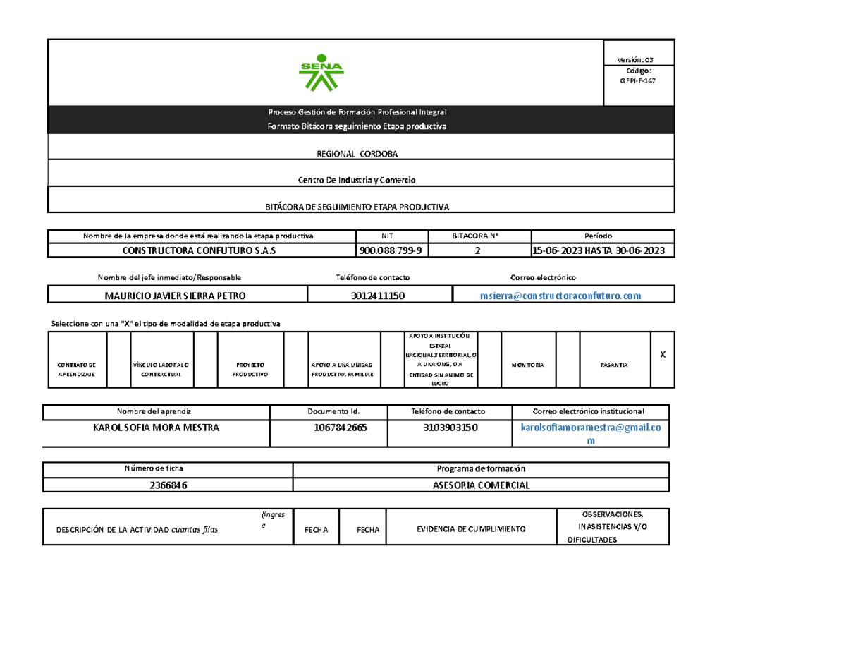 GFPIn Fn 147Formatobitacoraetapaproductivan Firmad Número 2 - Versión ...