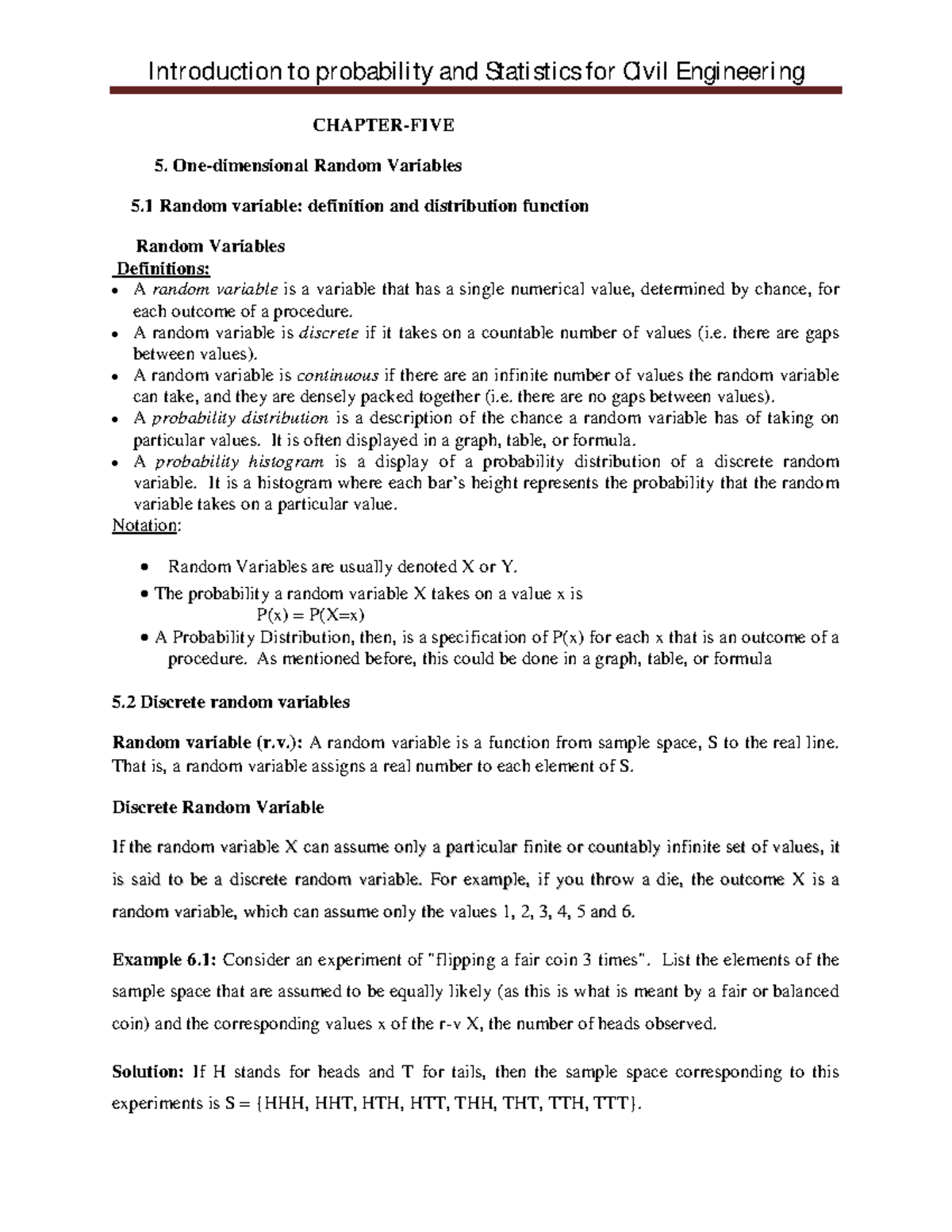 Chapter 5: Random Variables in Probability & Statistics for Civil Engineering - Studocu
